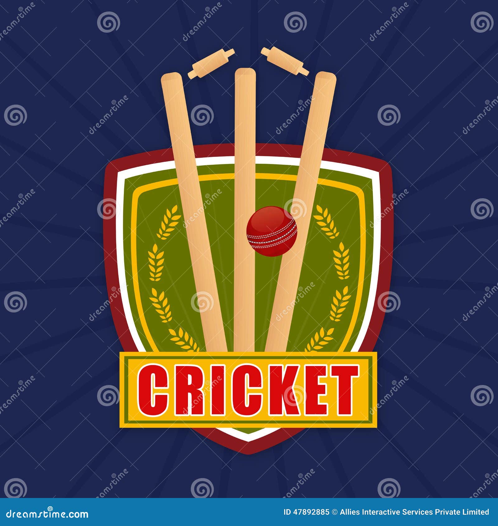 Cricket Match Objects with Winning Shield. Stock Illustration ...
