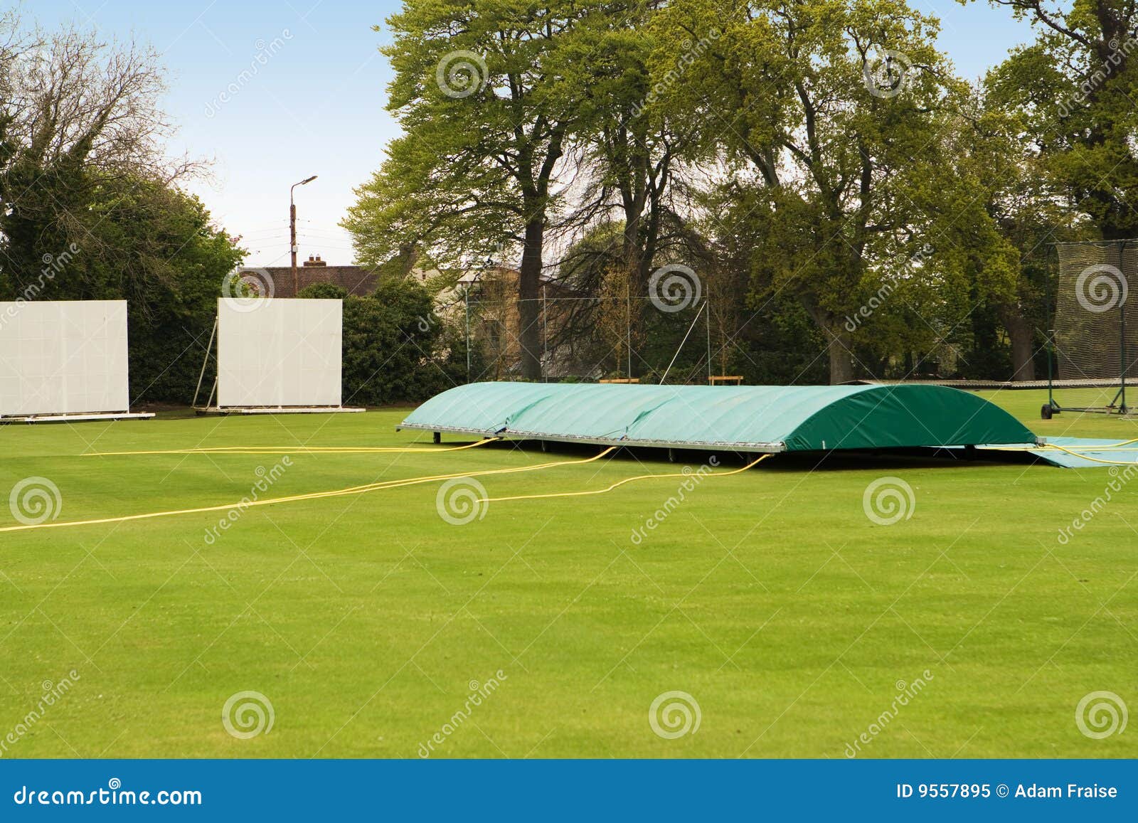 Cricket pitch in rain stock image. Image of sporting, athlete - 9557895