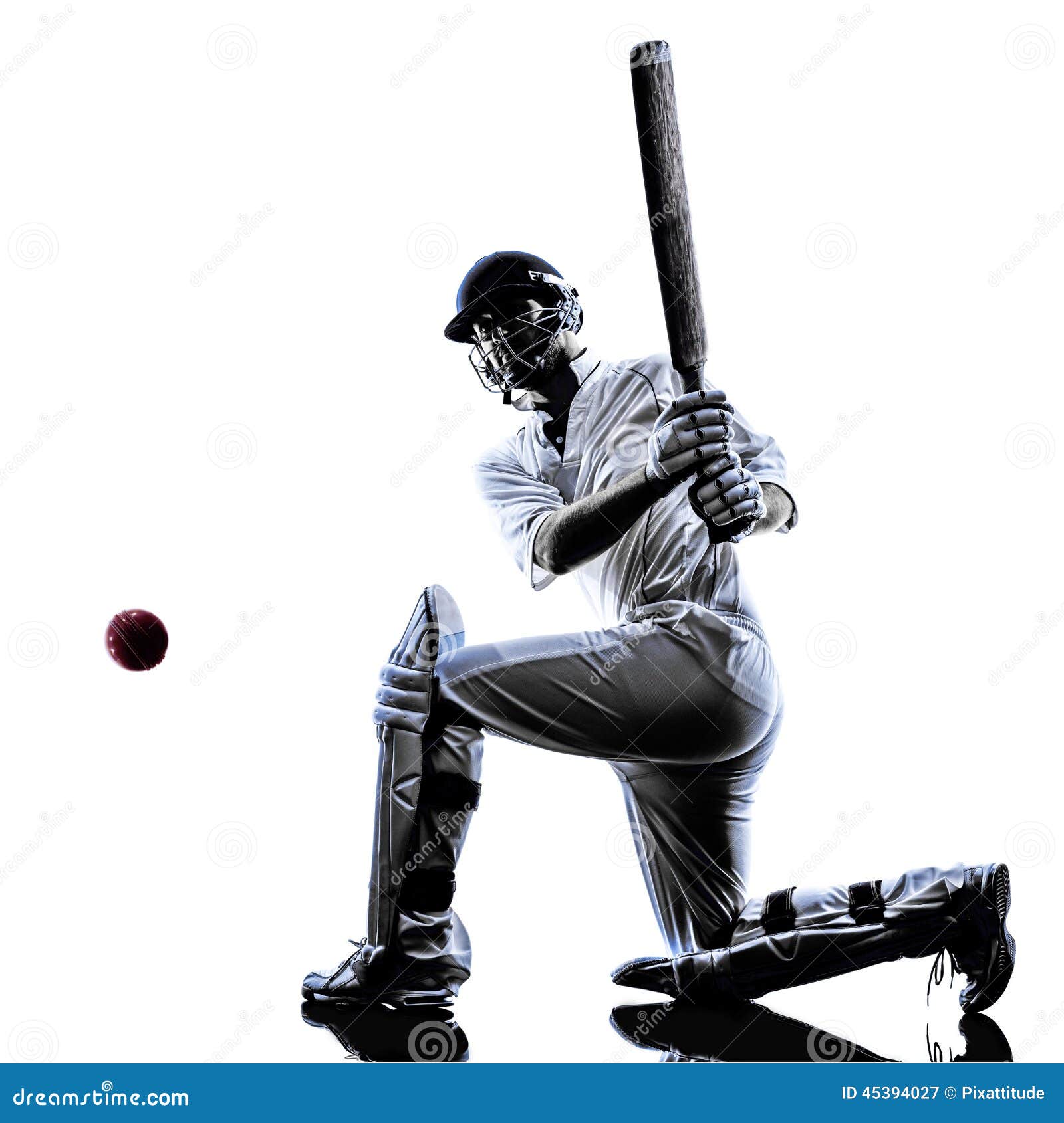Cricket Player Batsman Silhouette Stock Image - Image of action, white ...