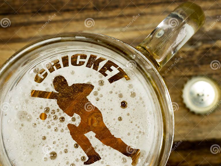 Cricket player in beer stock image. Image of championship - 83491949