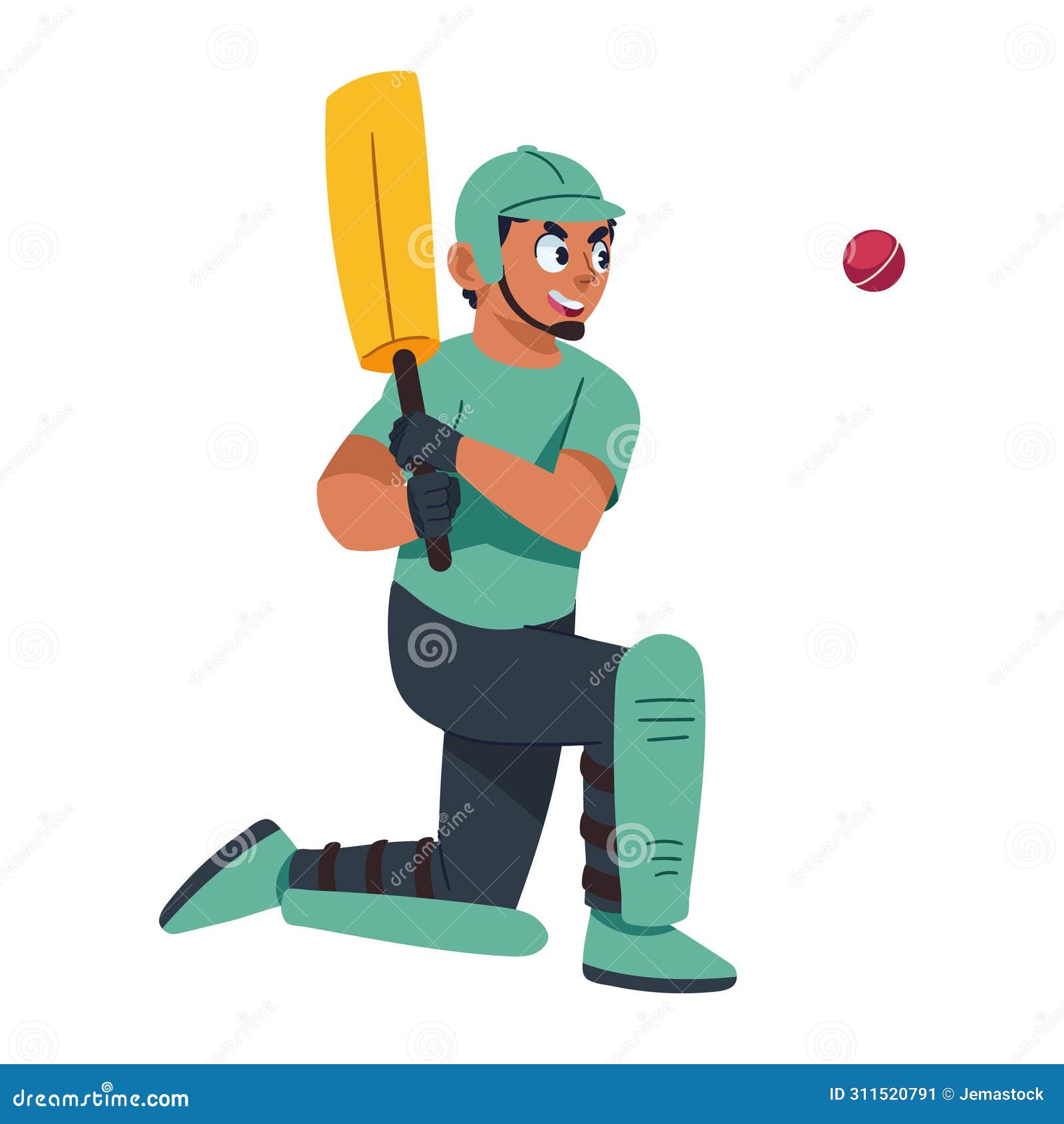 Cricket player cartoon stock vector. Illustration of league - 311520791