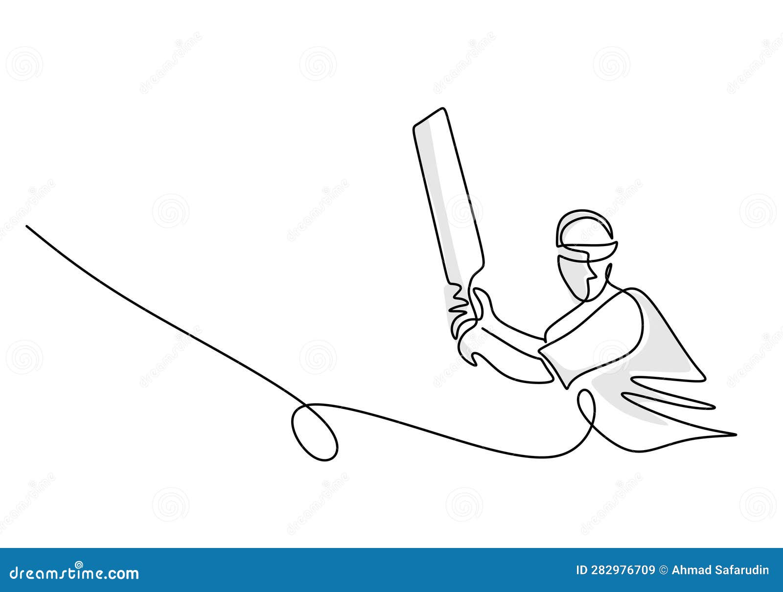 Cricket Player Continuous Line Drawing, Sport Game Hand Drawn ...