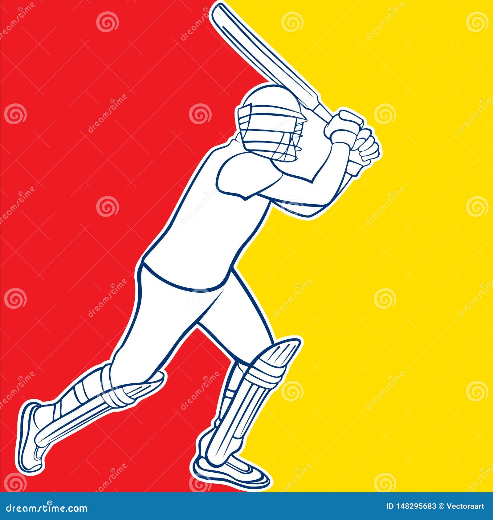 Cricket Player Hitting Big Shot Stock Vector - Illustration of ...