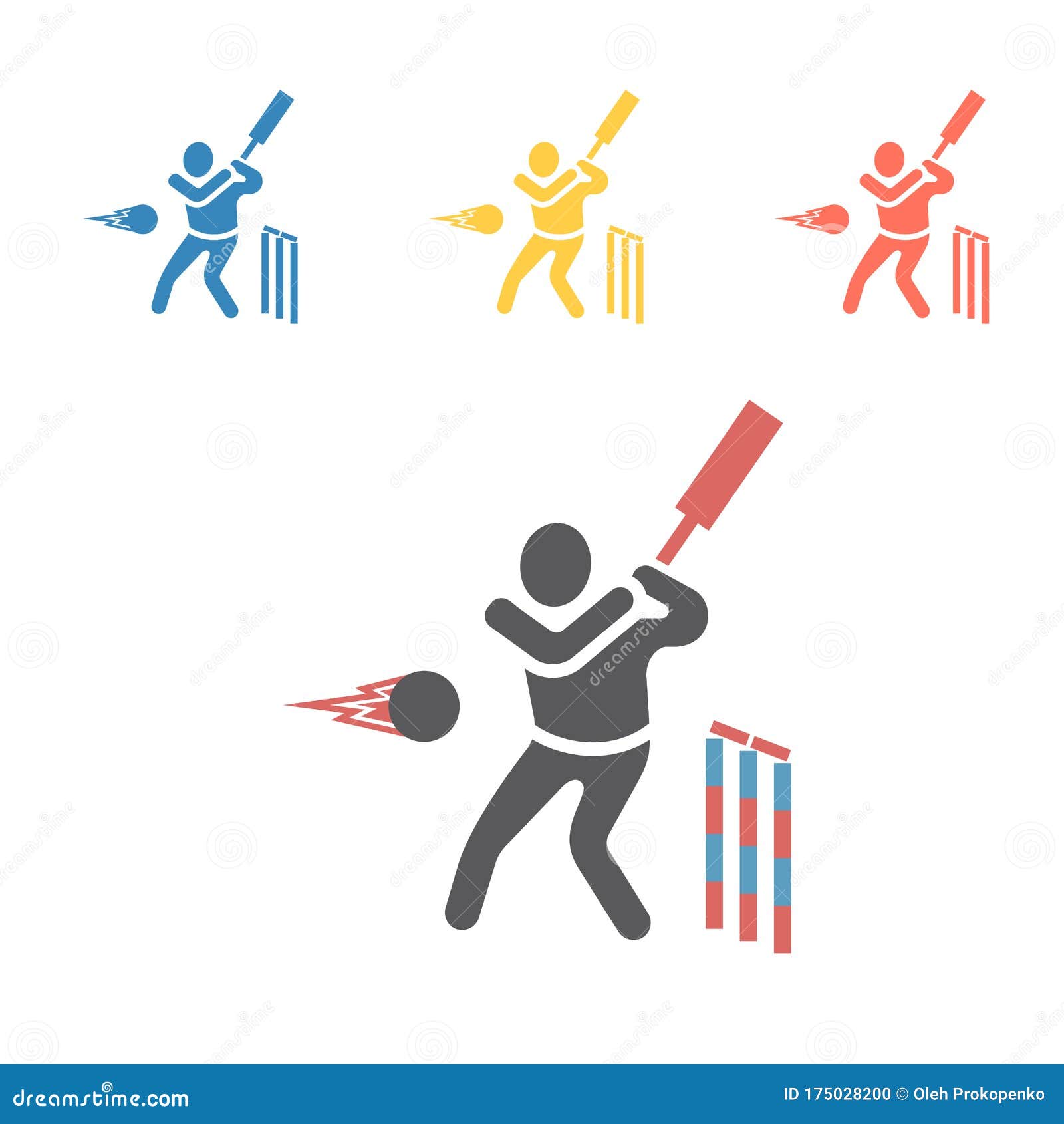 Cricket Player Icon. Vector Sport Signs for Web Graphics. Stock Vector ...
