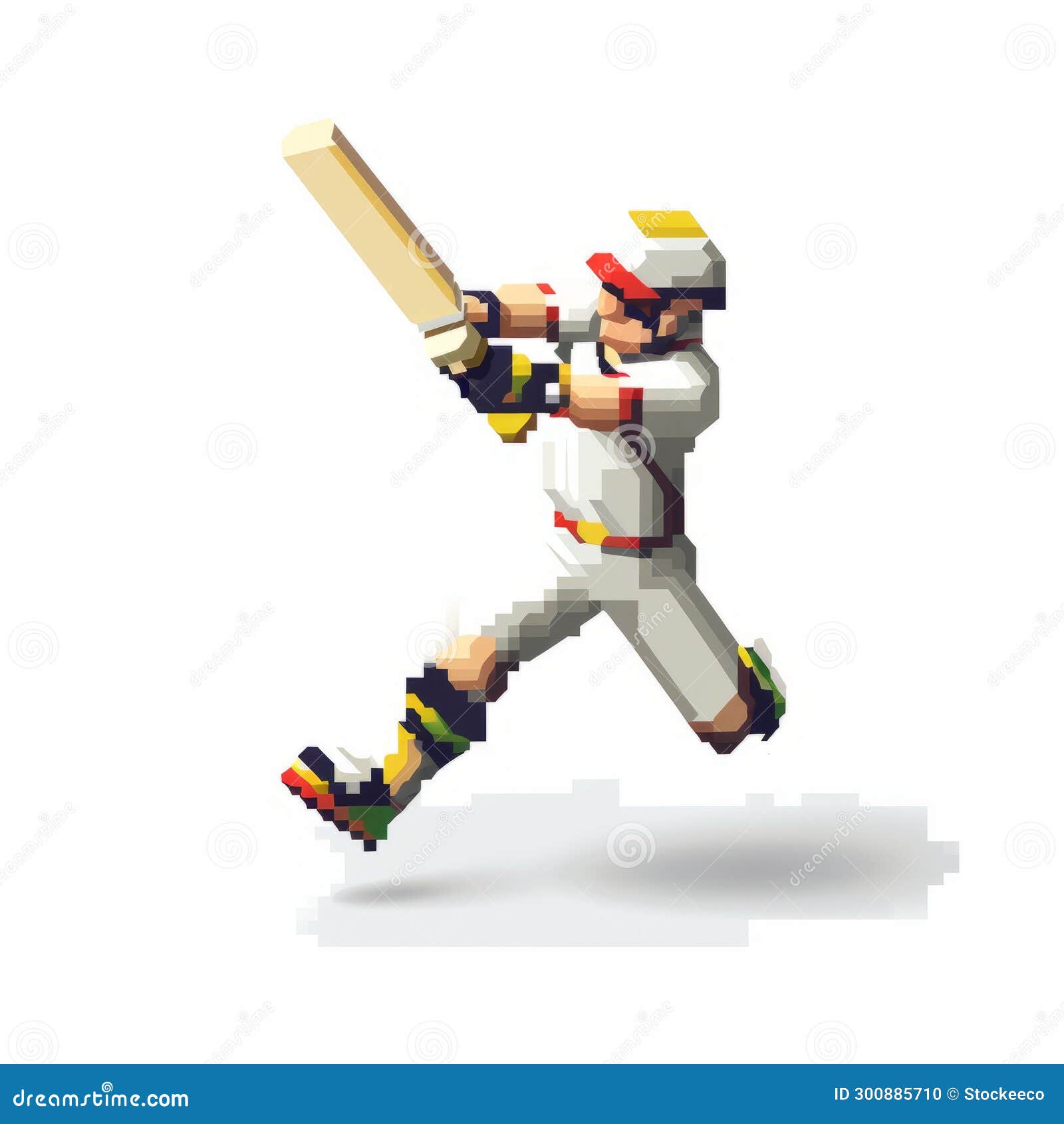 Pixel Cricket Player: A Joyful Celebration Of Nature Stock Illustration ...
