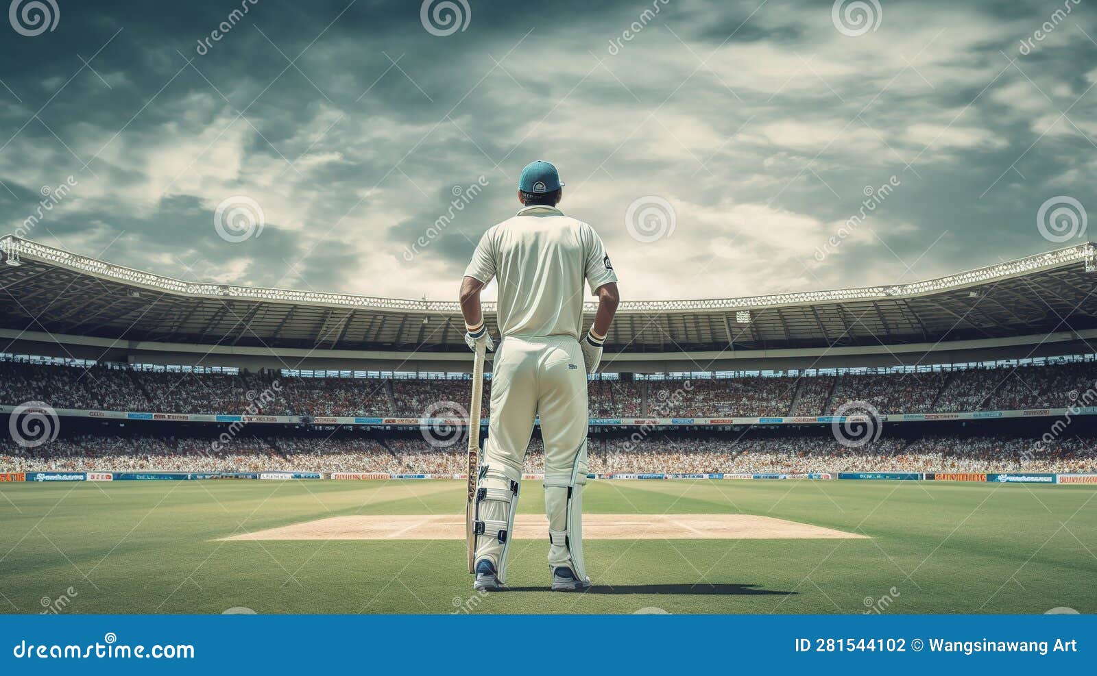 Cricket Player on a Professional Stadium Generative AI Stock ...