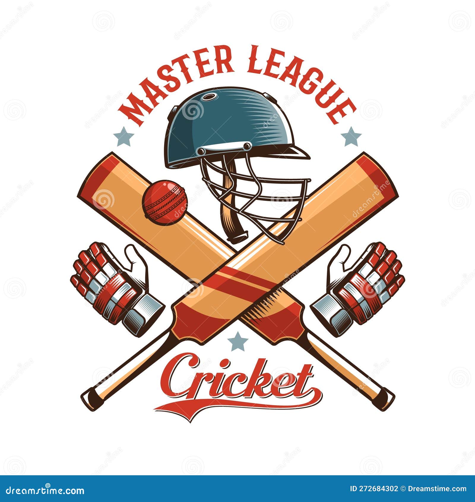 Cricket Retro Logo with Helmet, Bat and Ball Stock Vector ...