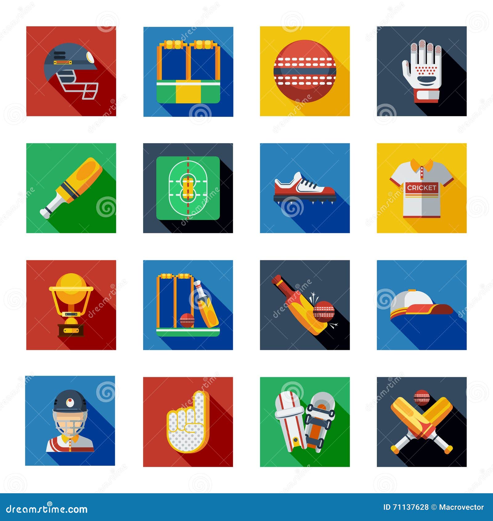 Cricket Shadow Icons Set stock vector. Illustration of collection ...