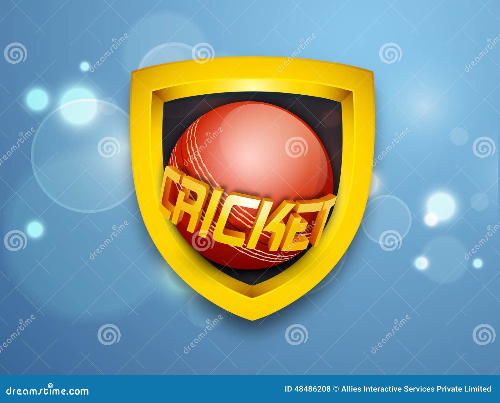 Cricket Shield with Ball and 3D Text. Stock Illustration - Illustration ...