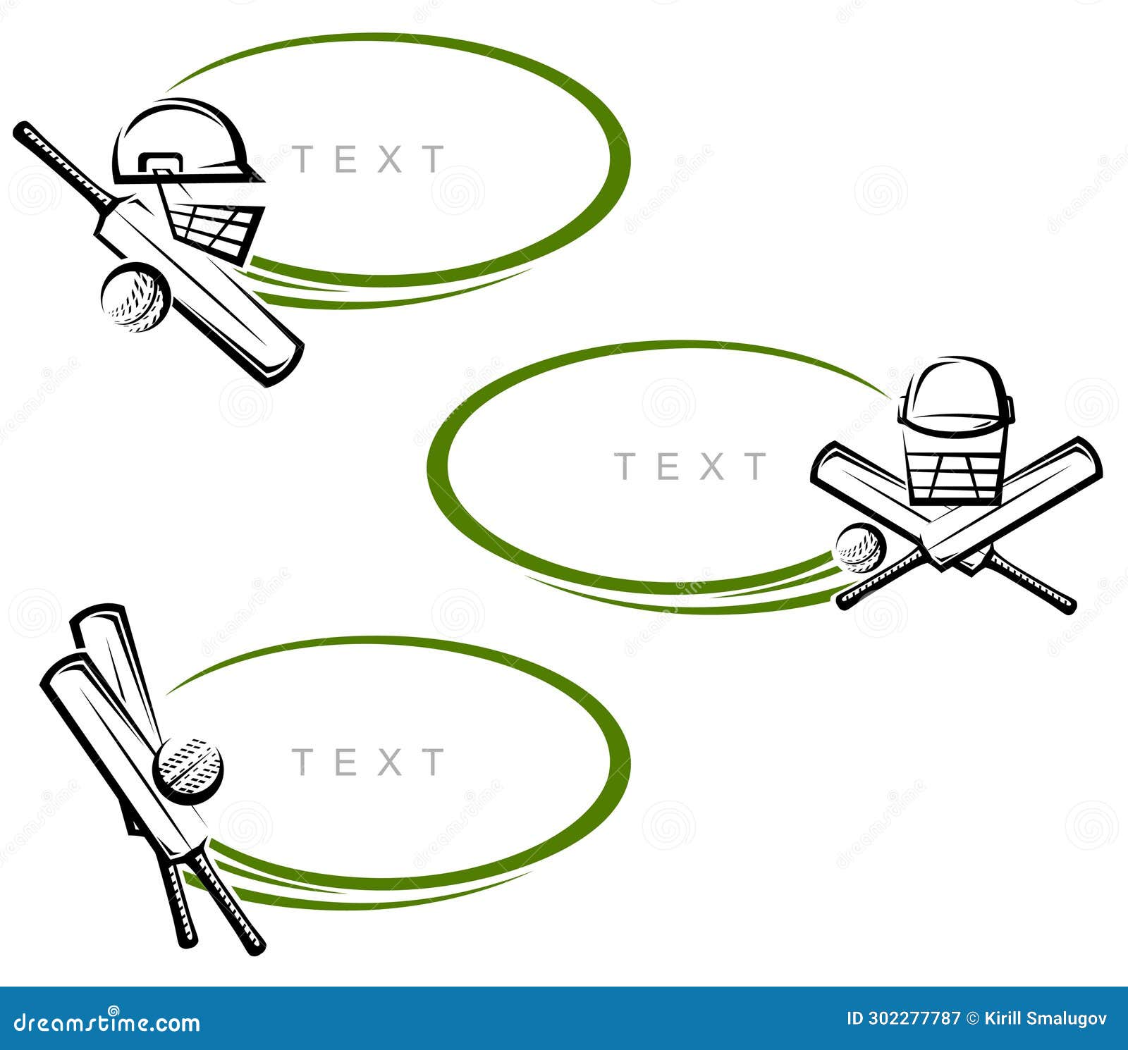 Cricket and Soccer Frame Set. Collection Icons Cricket Stock Vector ...