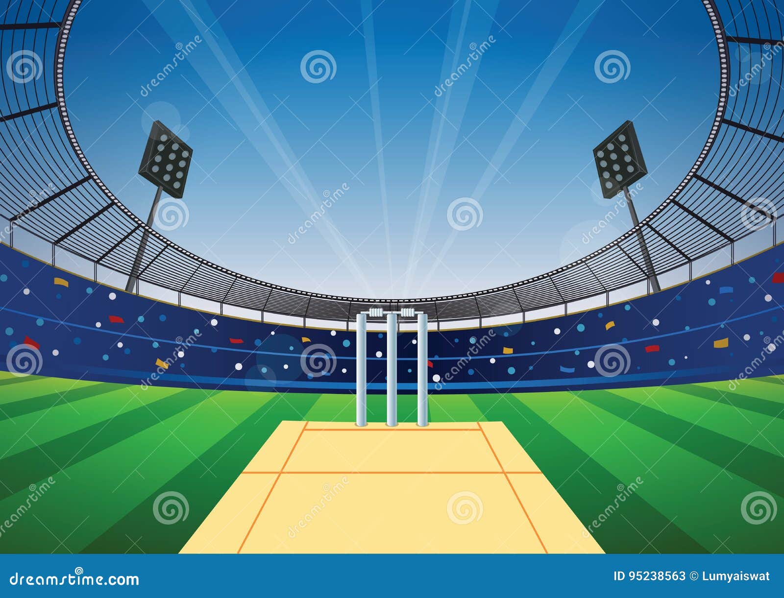 Cricket stadium background stock vector. Illustration of india - 95238563