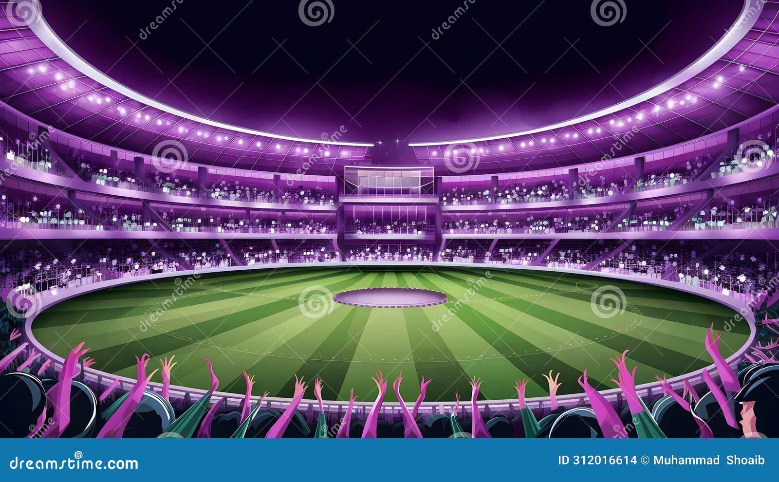 Empty Cricket Stadium before Match Start Full of Crowed Fans Stock ...