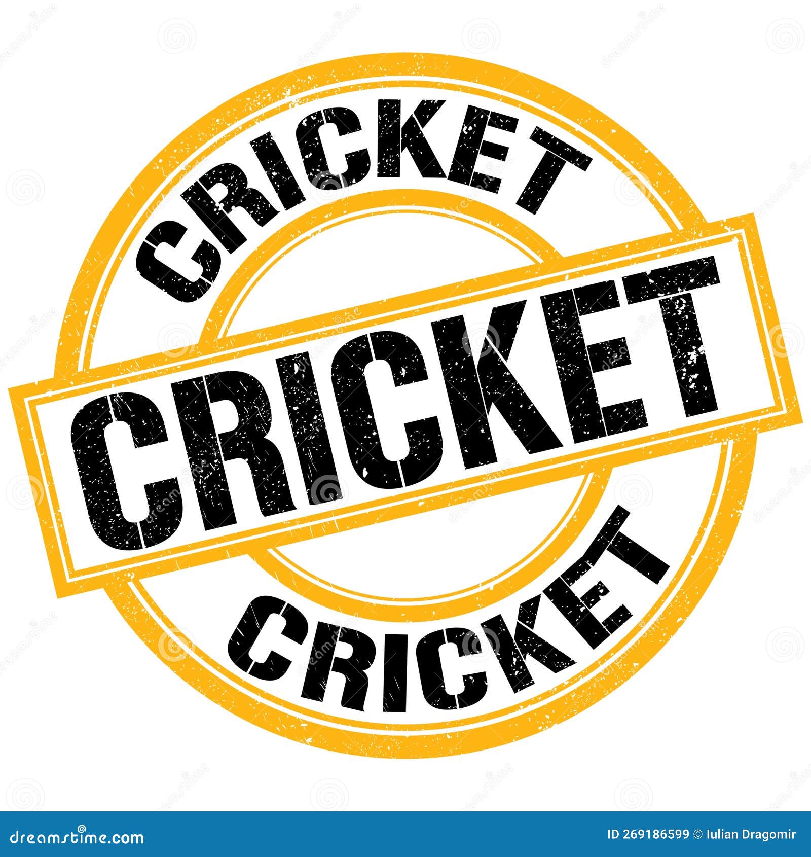 CRICKET Text on Yellow-black Round Stamp Sign Stock Illustration ...