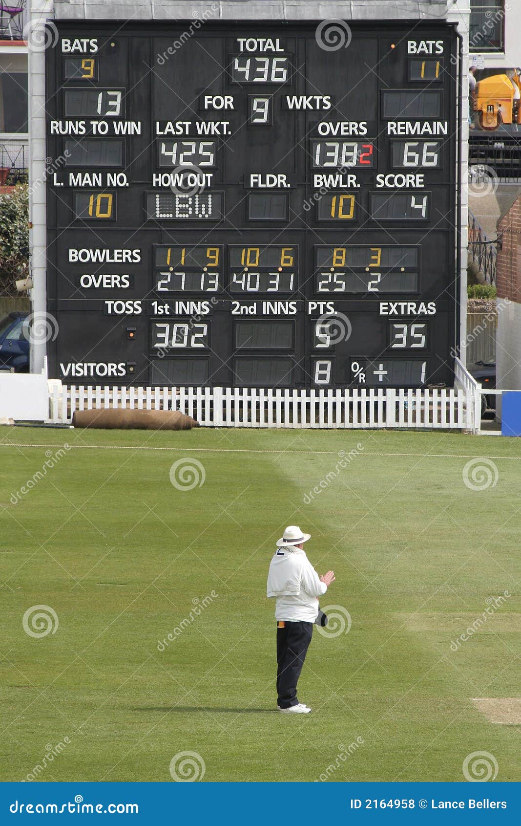 Cricket Umpire and Scoreboard Stock Photo - Image of official, leather ...