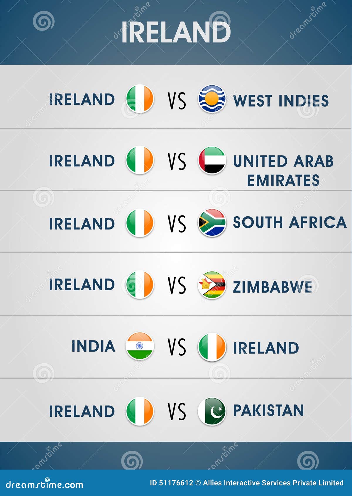 Cricket World Cup 2015 Matches Schedule. Stock Illustration ...