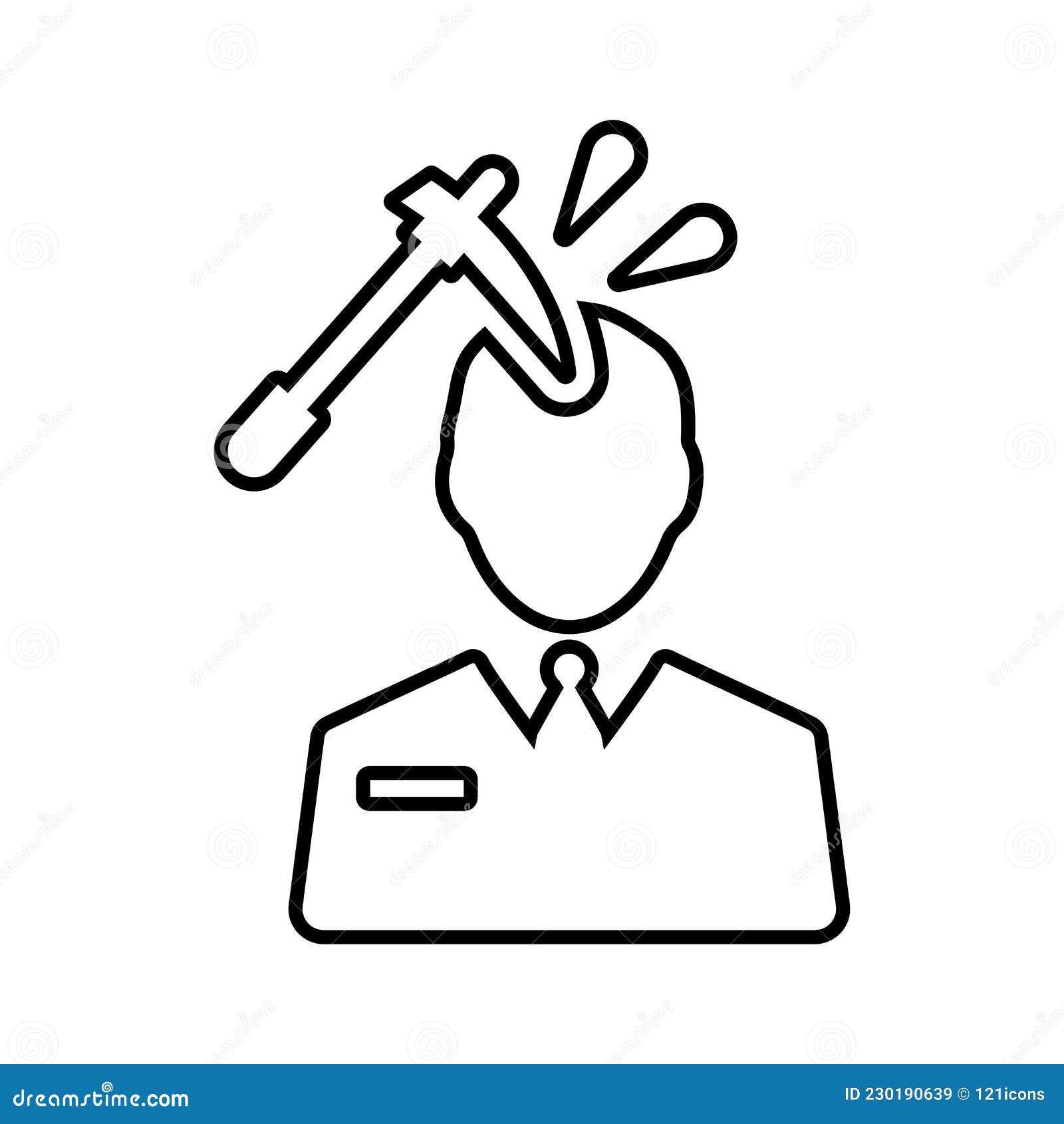 Crime, Head Strike Line Icon. Outline Vector Stock Vector ...