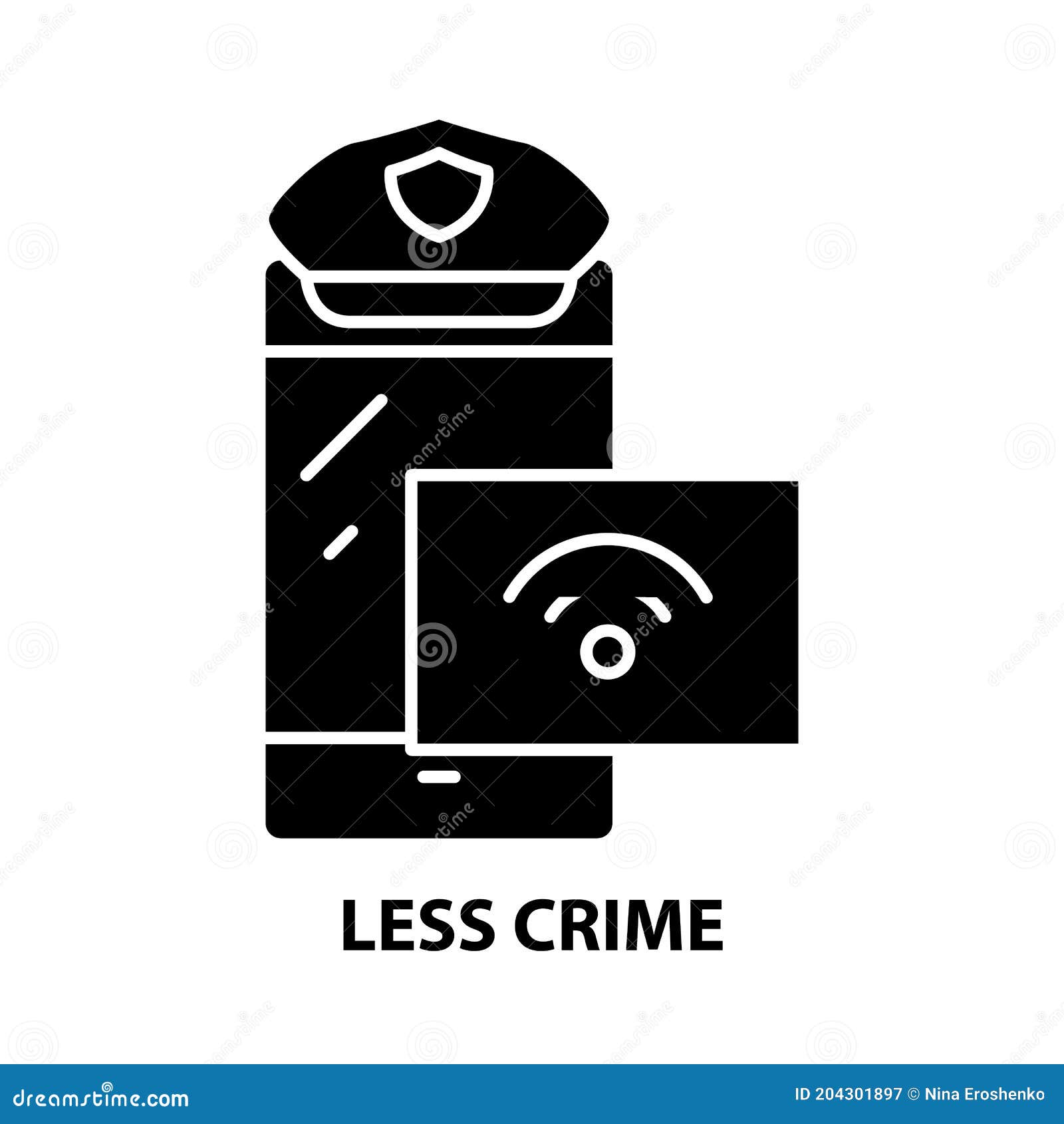 Less Crime Icon, Black Vector Sign with Editable Strokes, Concept ...