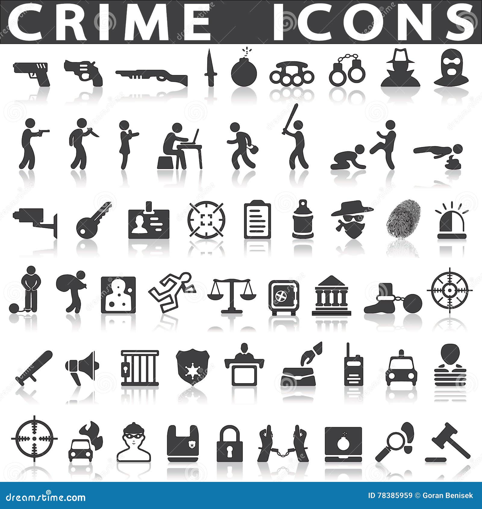 Crime icons stock vector. Illustration of decapitated - 78385959