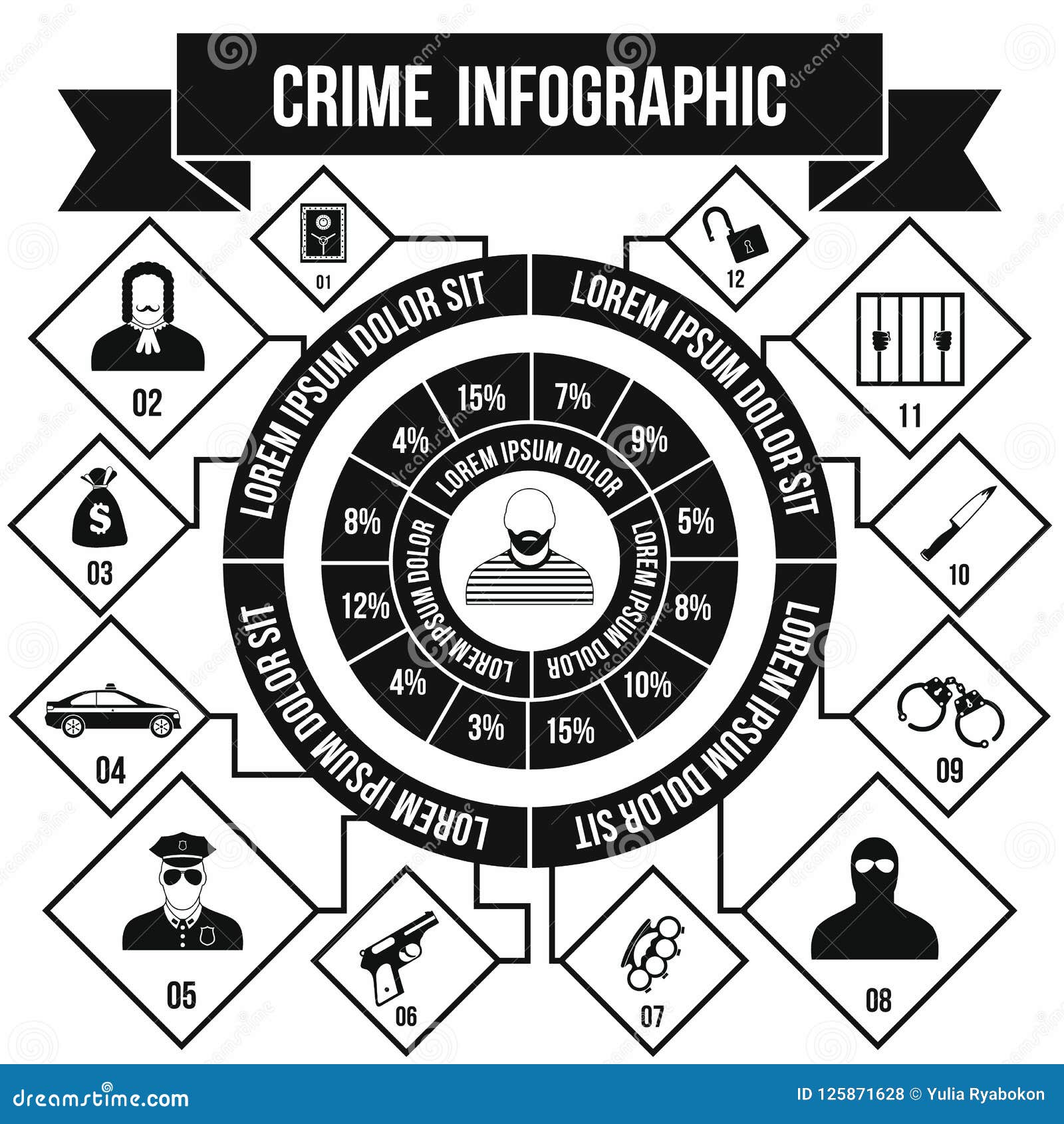 Crime Infographic, Simple Style Stock Illustration - Illustration of ...