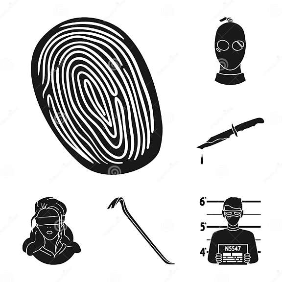 Crime And Punishment Black Icons In Set Collection For Design Criminal