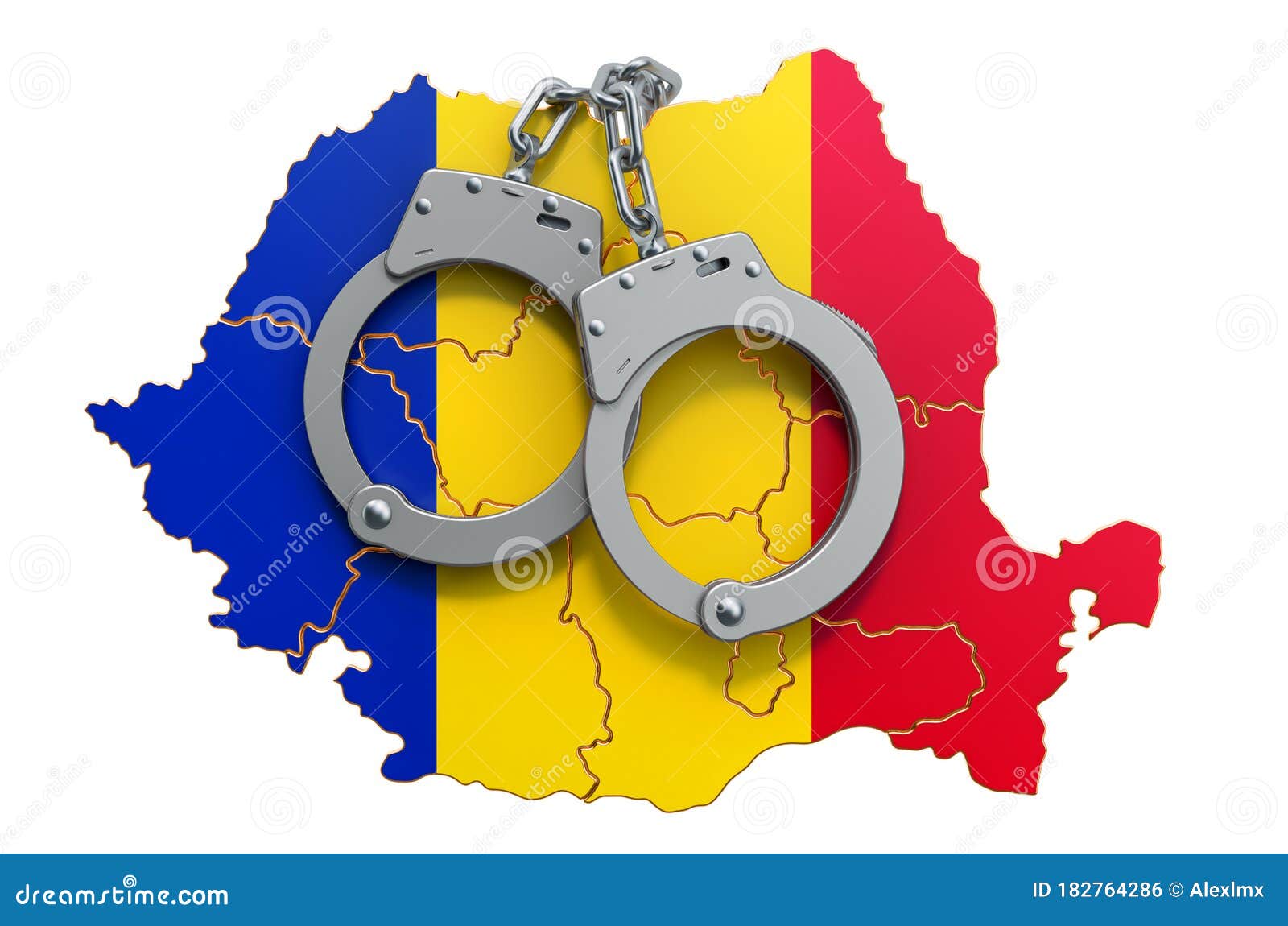 Crime And Punishment In Romania Concept, 3D Rendering Stock ...