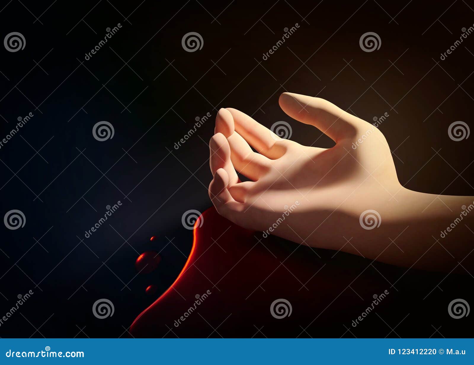 Crime Scene with Hand an Blood 3d Illustration Stock Illustration ...