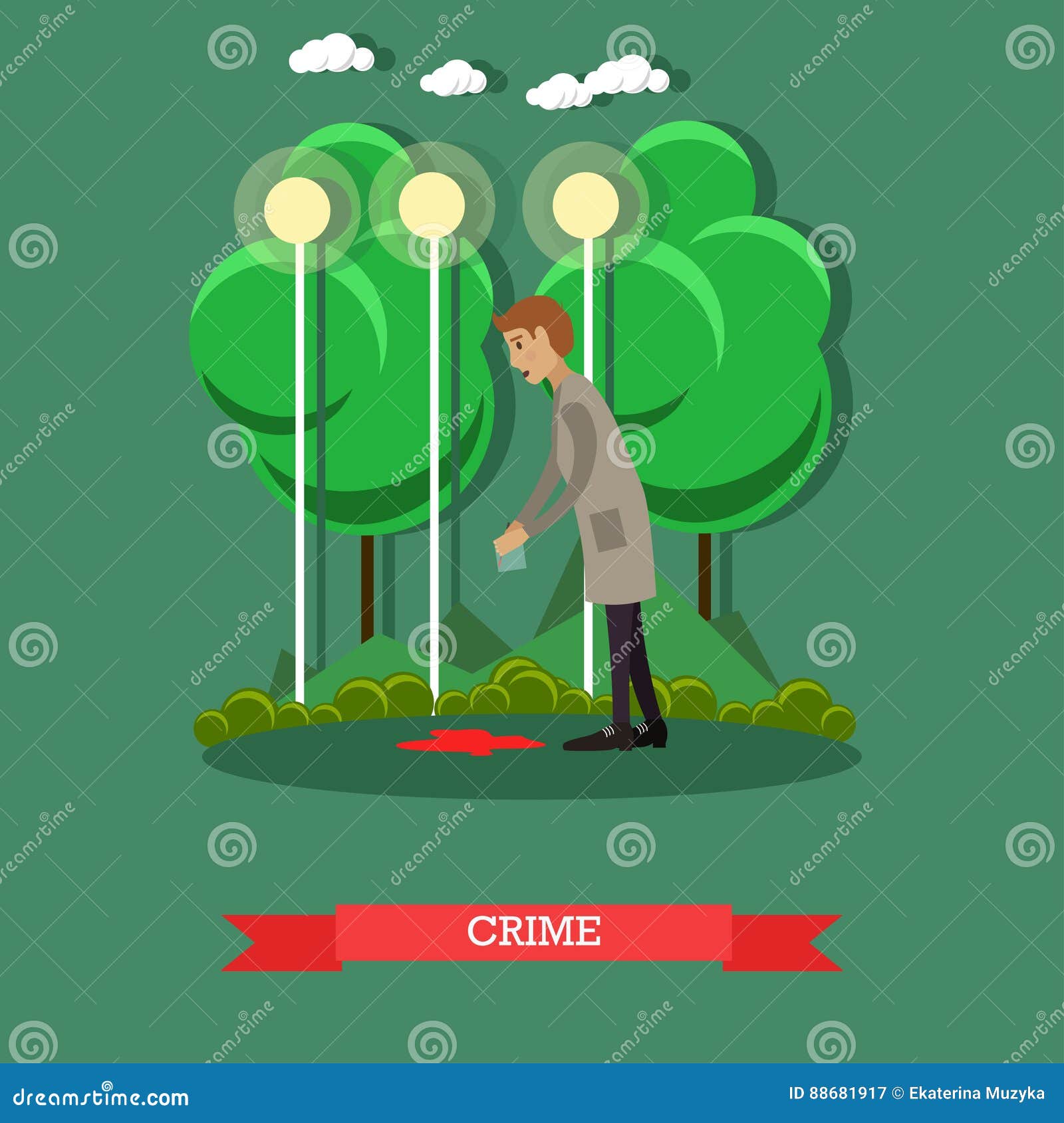 Illustration Of Detective Thinking With Big Question Mark Background ...