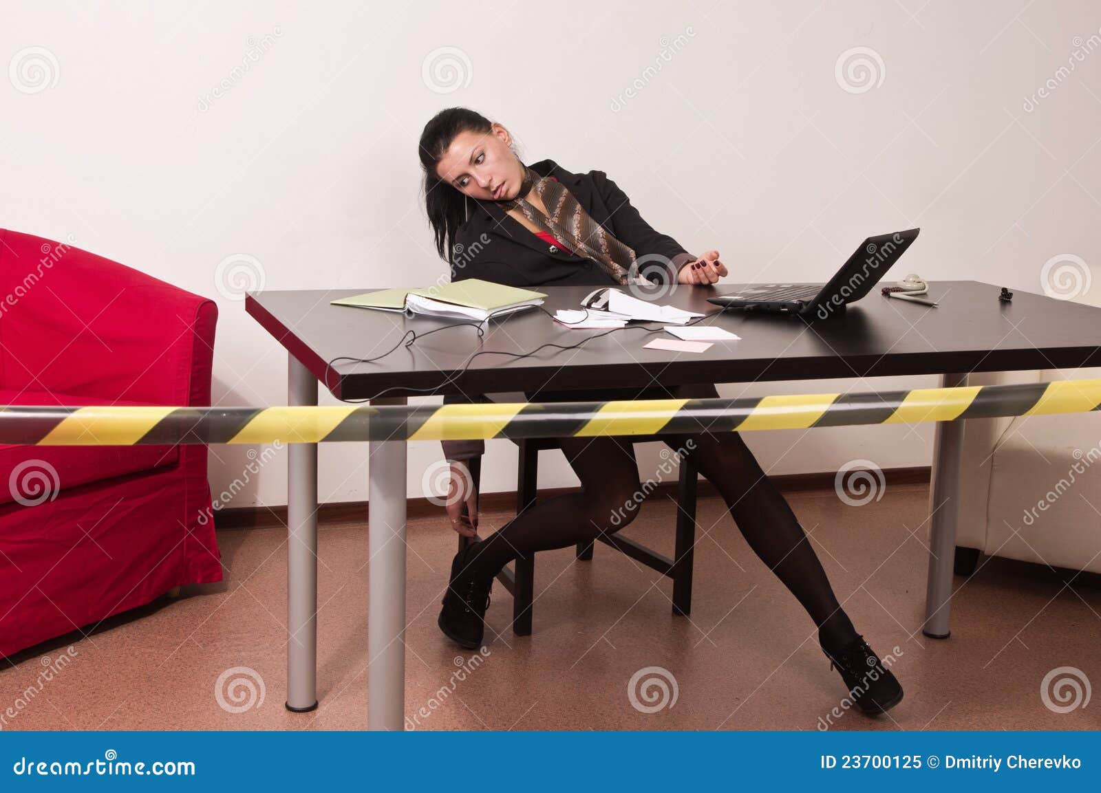 Crime Scene in a Office with Dead Secretary Stock Image - Image of ...