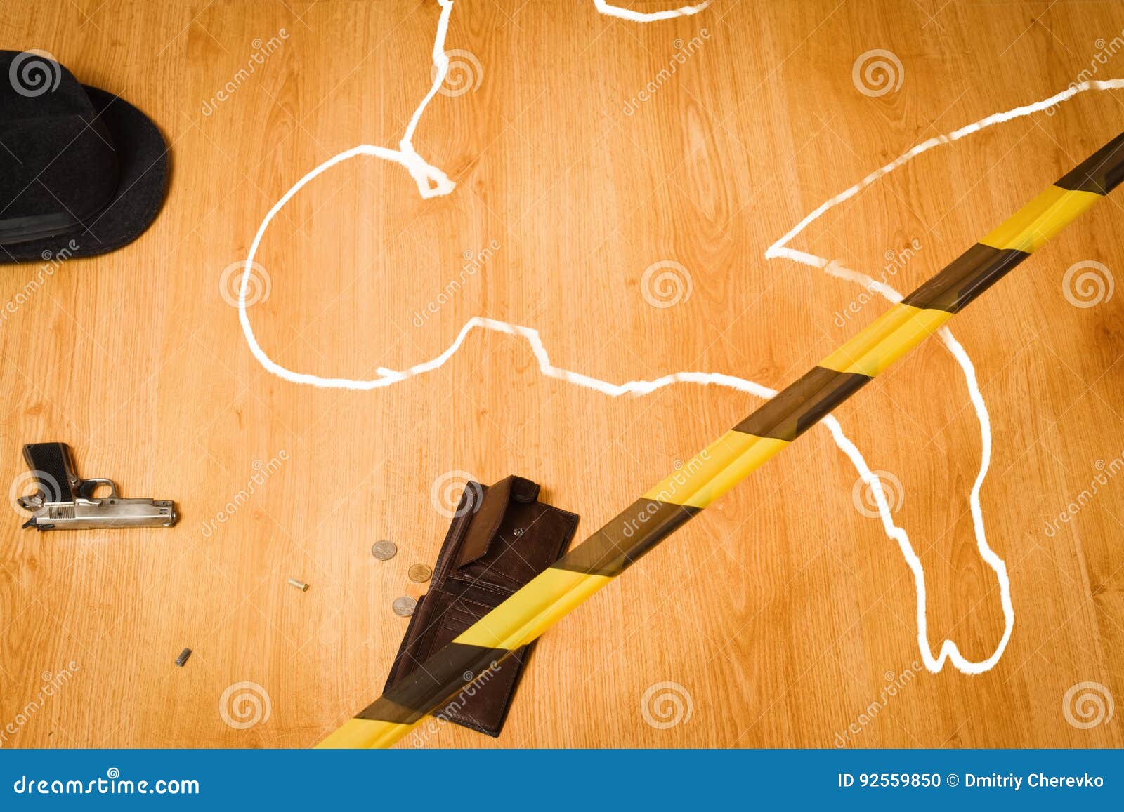 Crime Scene with the Silhouette of the Victim Stock Photo - Image of ...