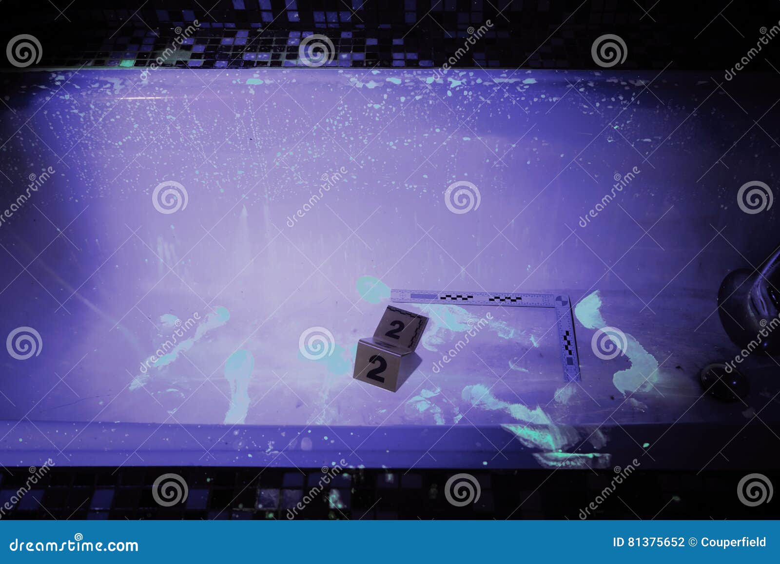 Crime scene under UV light stock photo. Image of light - 81375652