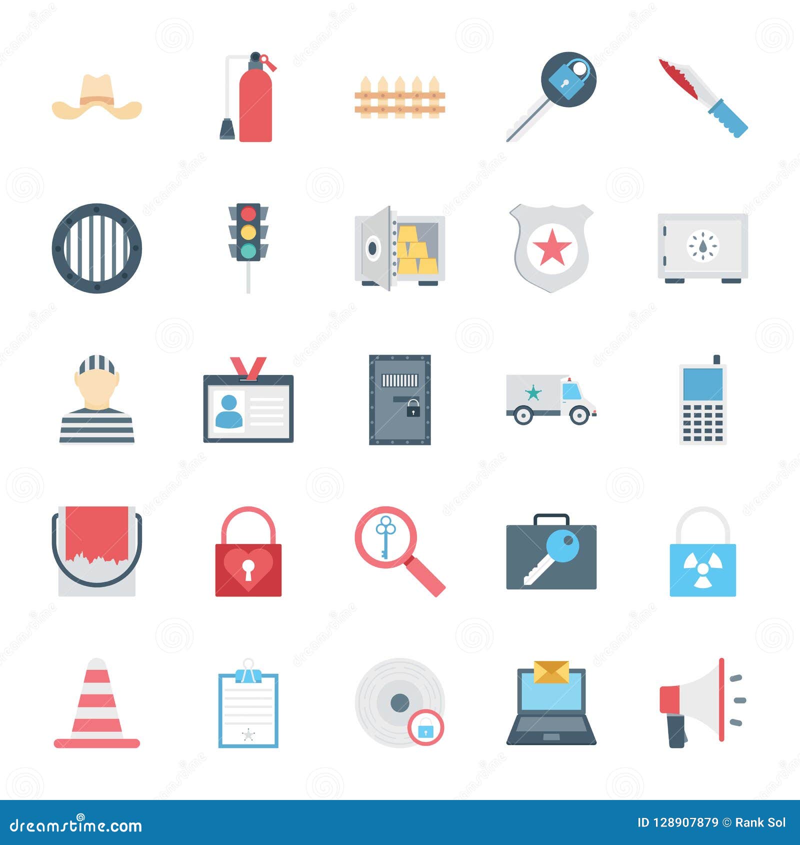 Crime and Security Color Isolated Vector Icons Set that Can Be Easily ...