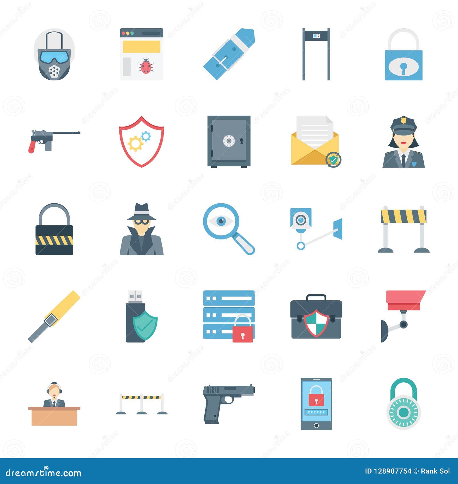 Crime and Security Color Isolated Vector Icons Set that Can Be Easily ...