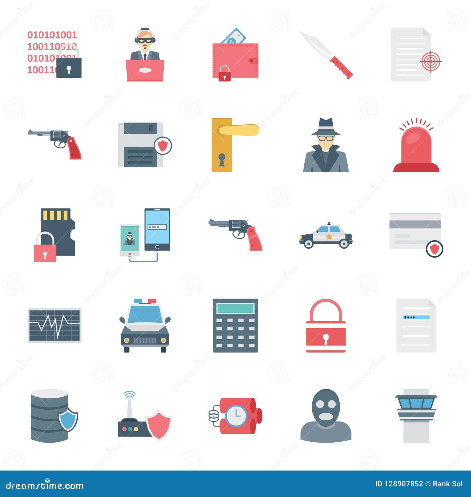 Crime and Security Color Isolated Vector Icons Set that Can Be Easily ...