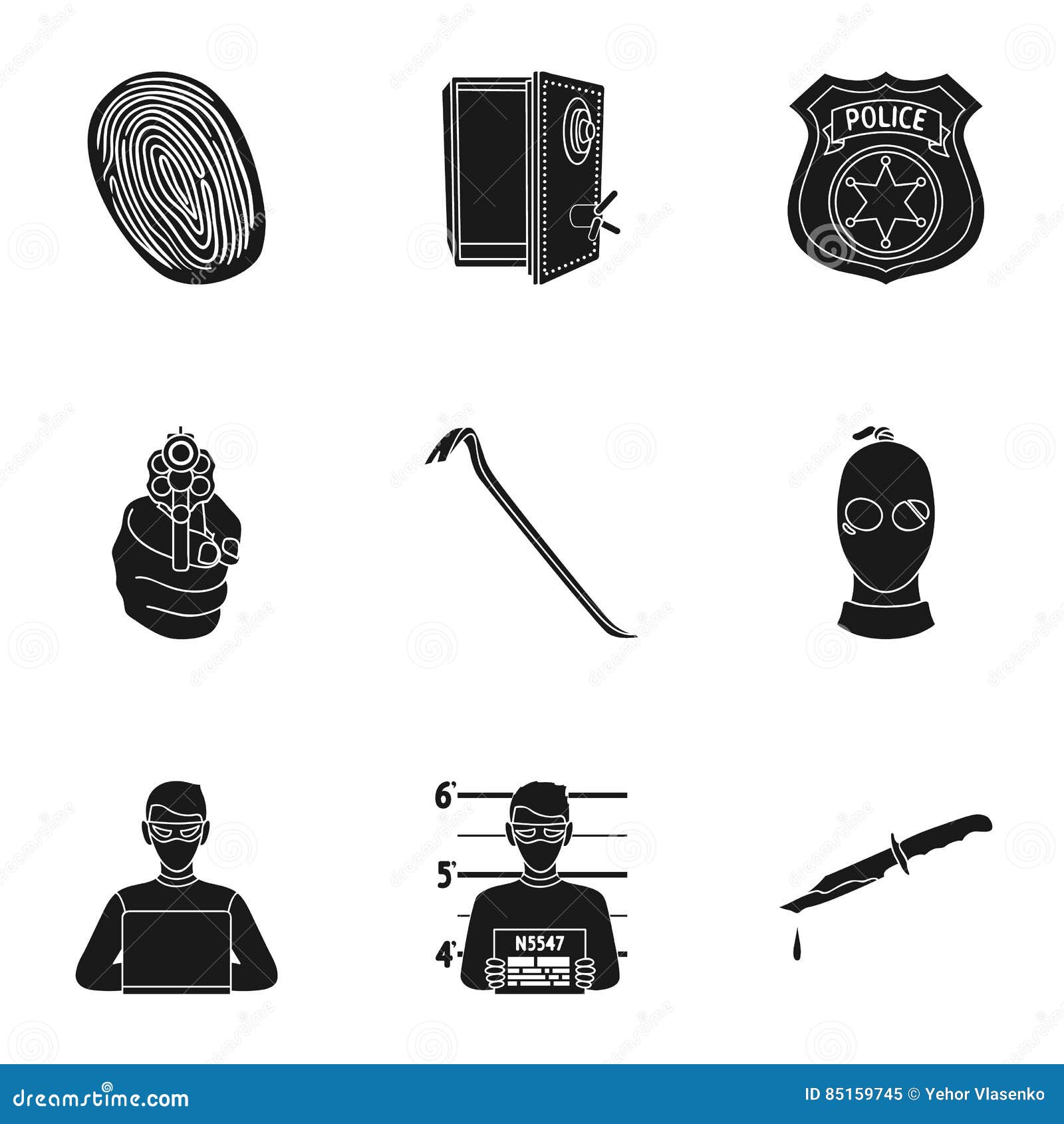 Crime Set Icons In Black Style. Big Collection Of Crime Symbol Cartoon ... Crime Set Icons In Black Style. Big Collection Of Crime Symbol Cartoon ...