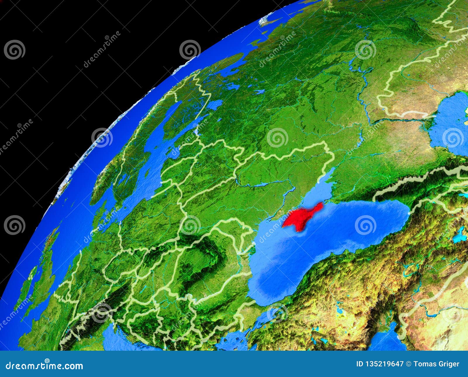 Crimea on Earth from space stock illustration. Illustration of render ...