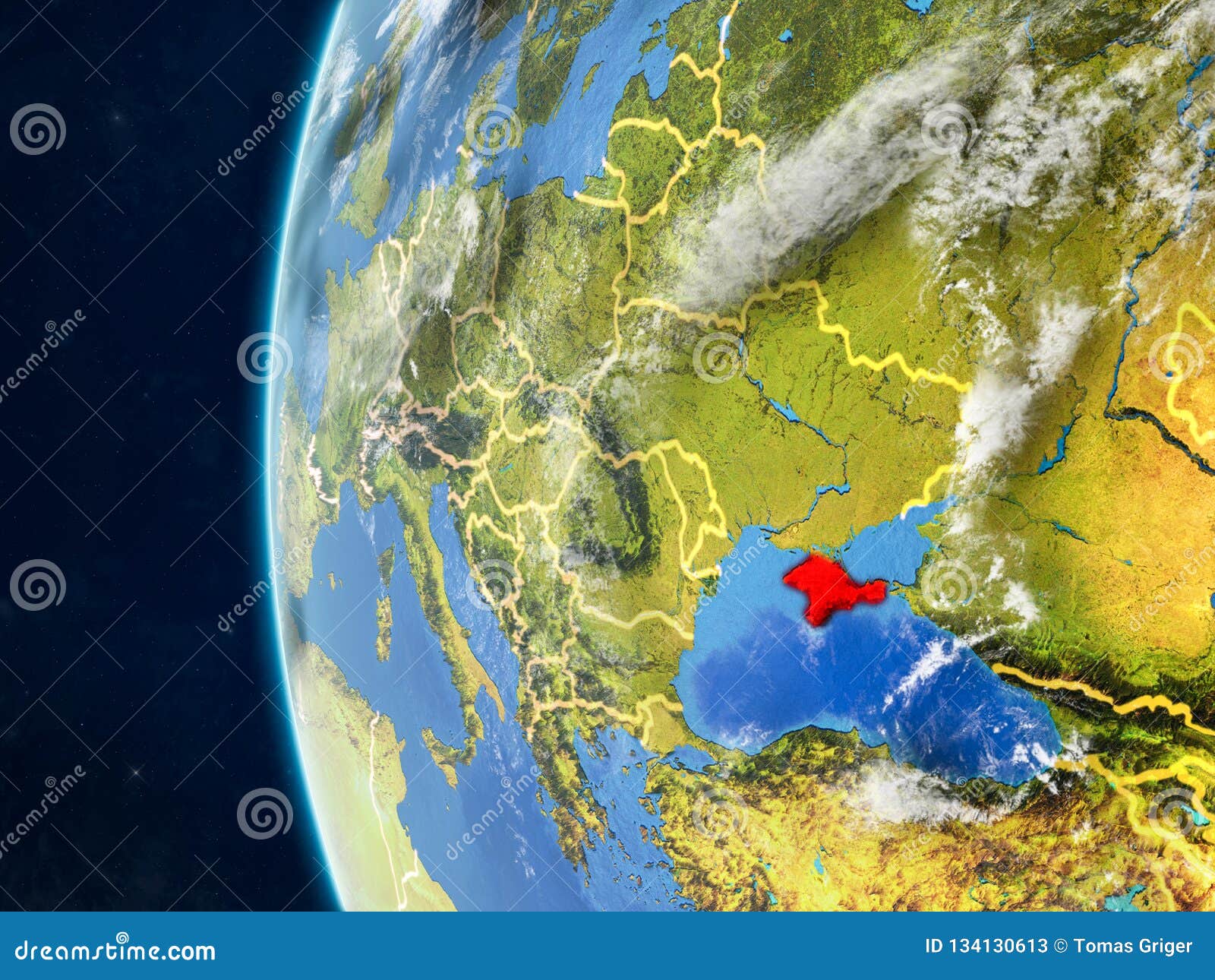 Crimea on globe from space stock illustration. Illustration of ...