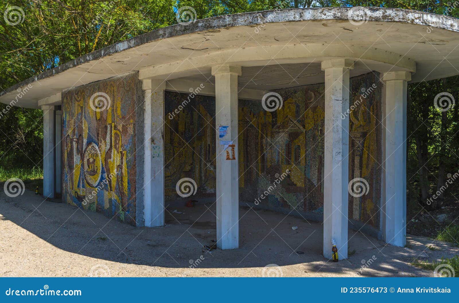 An Old Soviet-era Bus Stop on a Road in Crimea Editorial Stock Photo ...