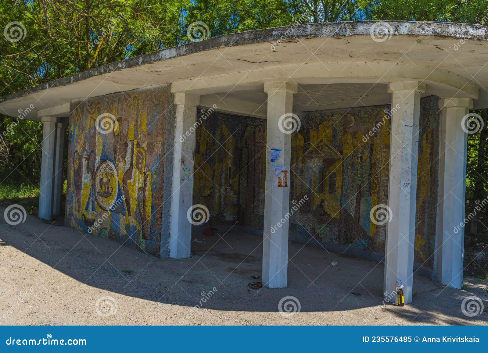 An Old Soviet-era Bus Stop on a Road in Crimea Editorial Image - Image ...