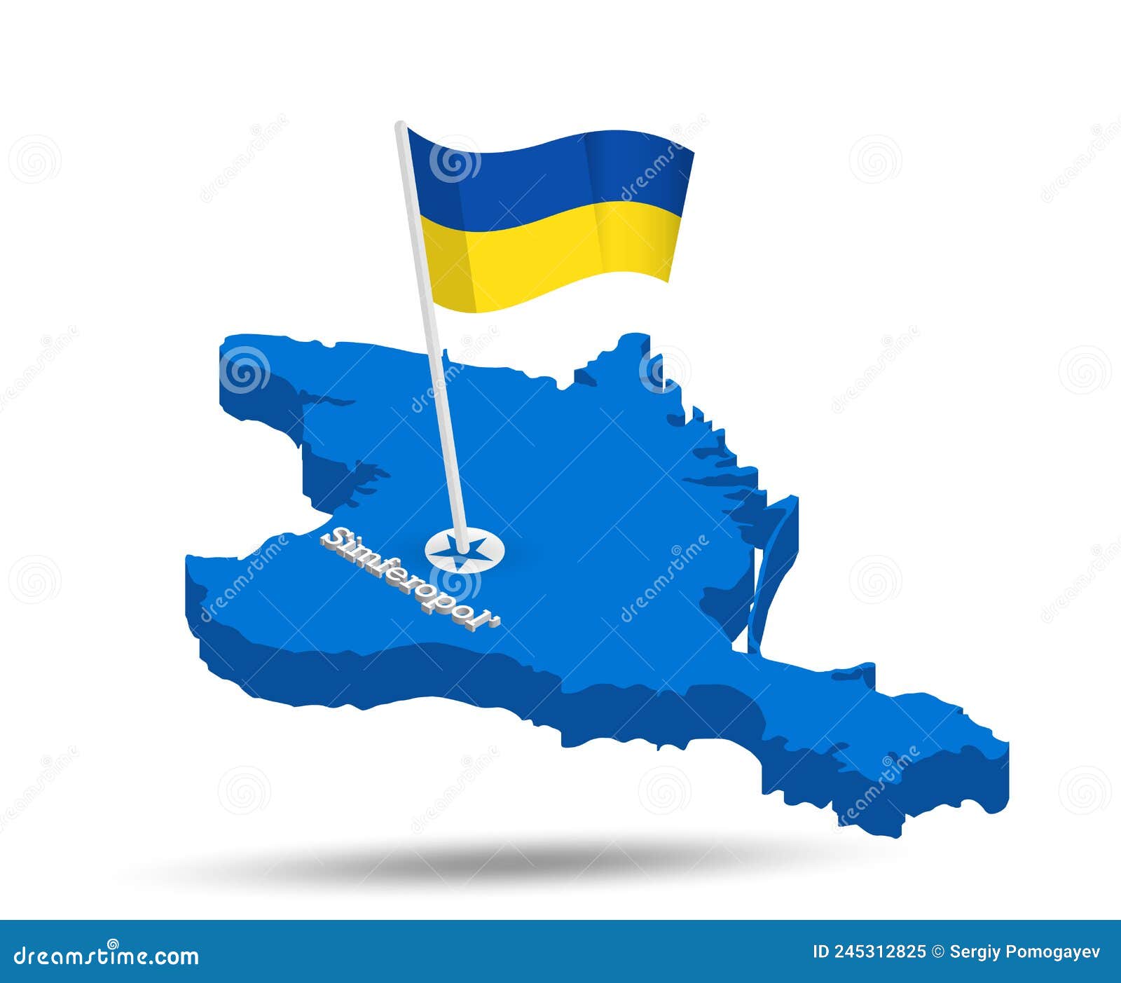 Crimea Region Map with Ukrainian Flag Stock Vector - Illustration of ...