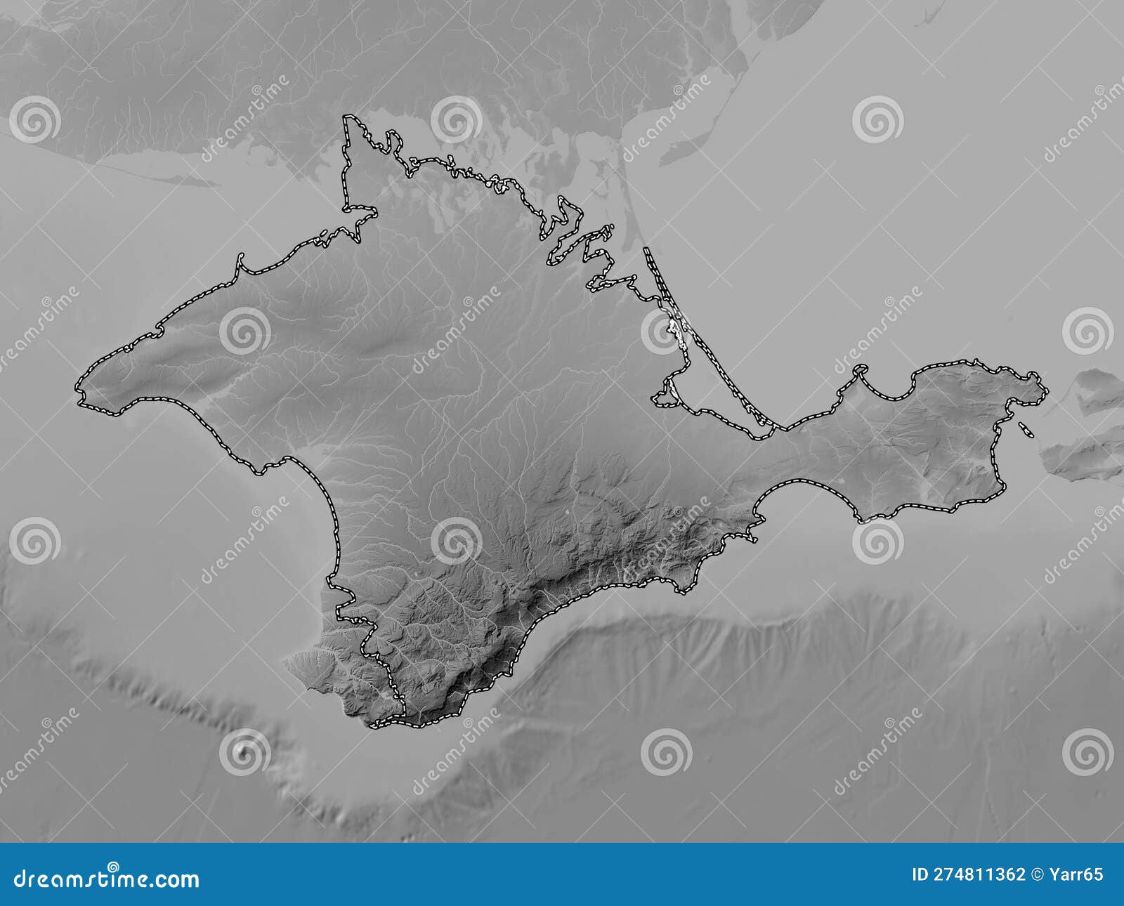 Crimea, Ukraine. Grayscale. No Legend Stock Illustration - Illustration ...