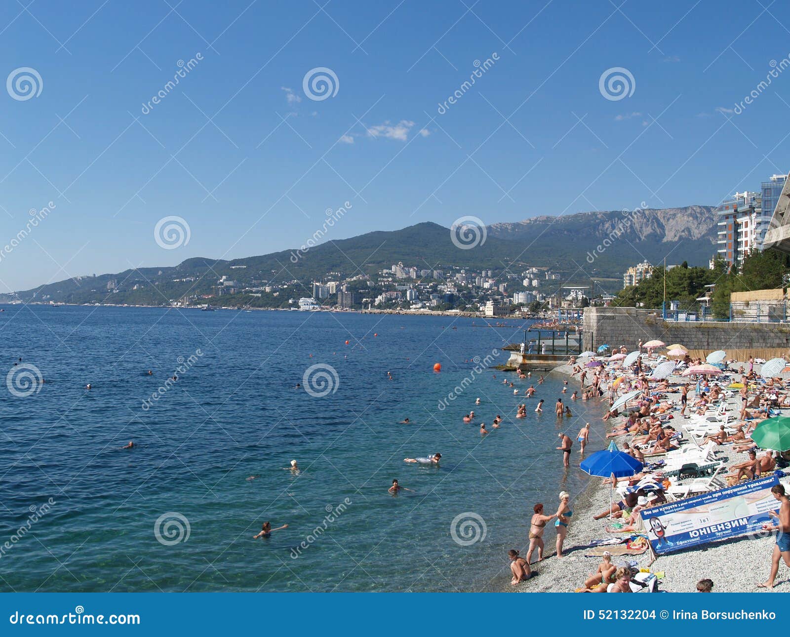 Crimea, Yalta. View of the Beach and the Black Sea Coast Editorial Stock Image - Image of ...
