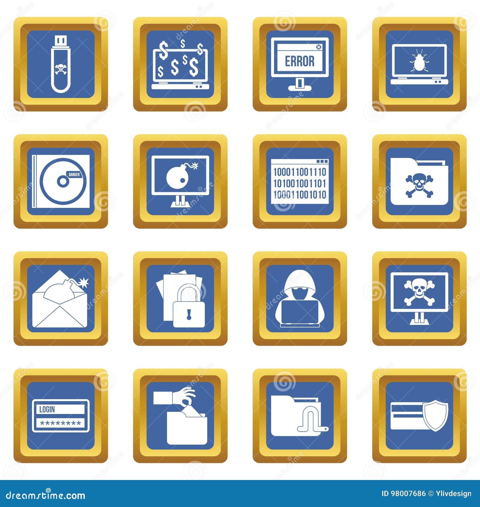 Criminal Activity Icons Set Blue Stock Vector - Illustration of blue ...