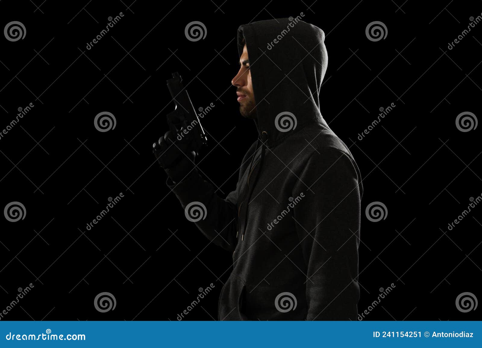 Criminal in an Armed Robbery Stock Image - Image of black, profile ...