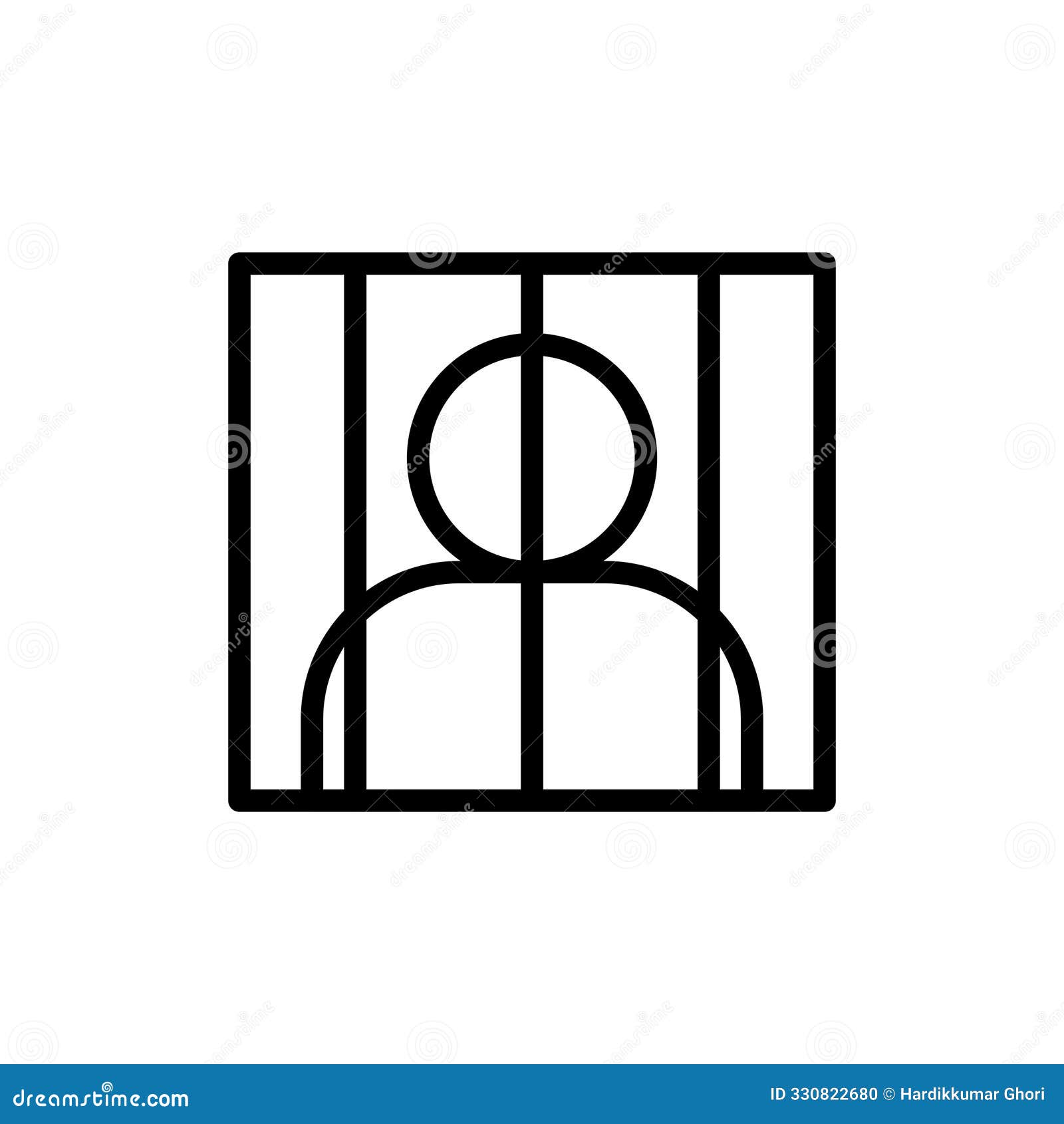 Criminal behind bars icon stock vector. Illustration of prison - 330822680