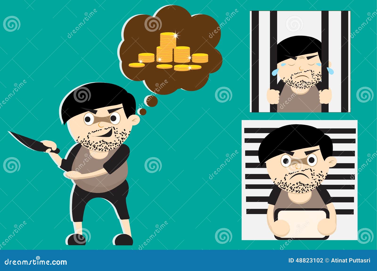 Criminal cartoon stock vector. Illustration of police - 48823102