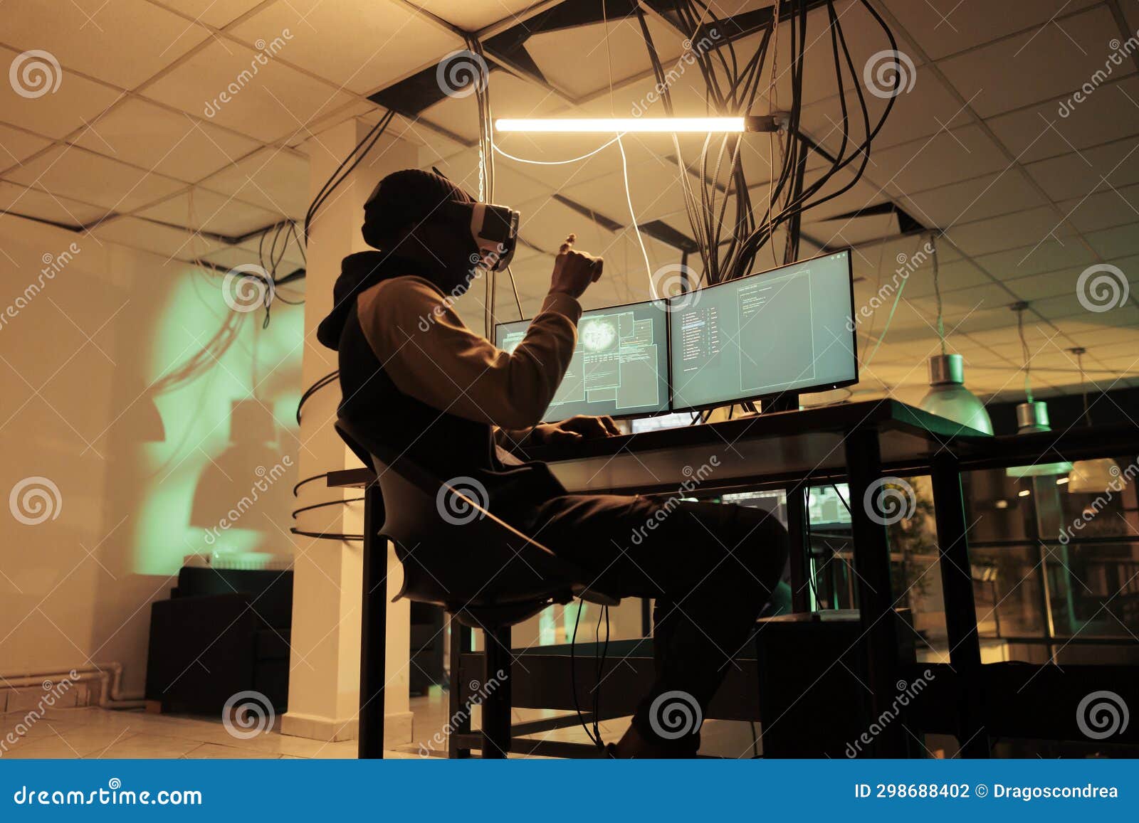 Criminal Coding Malware in Virtual Reality, Cracking Database Password Stock Photo - Image of ...