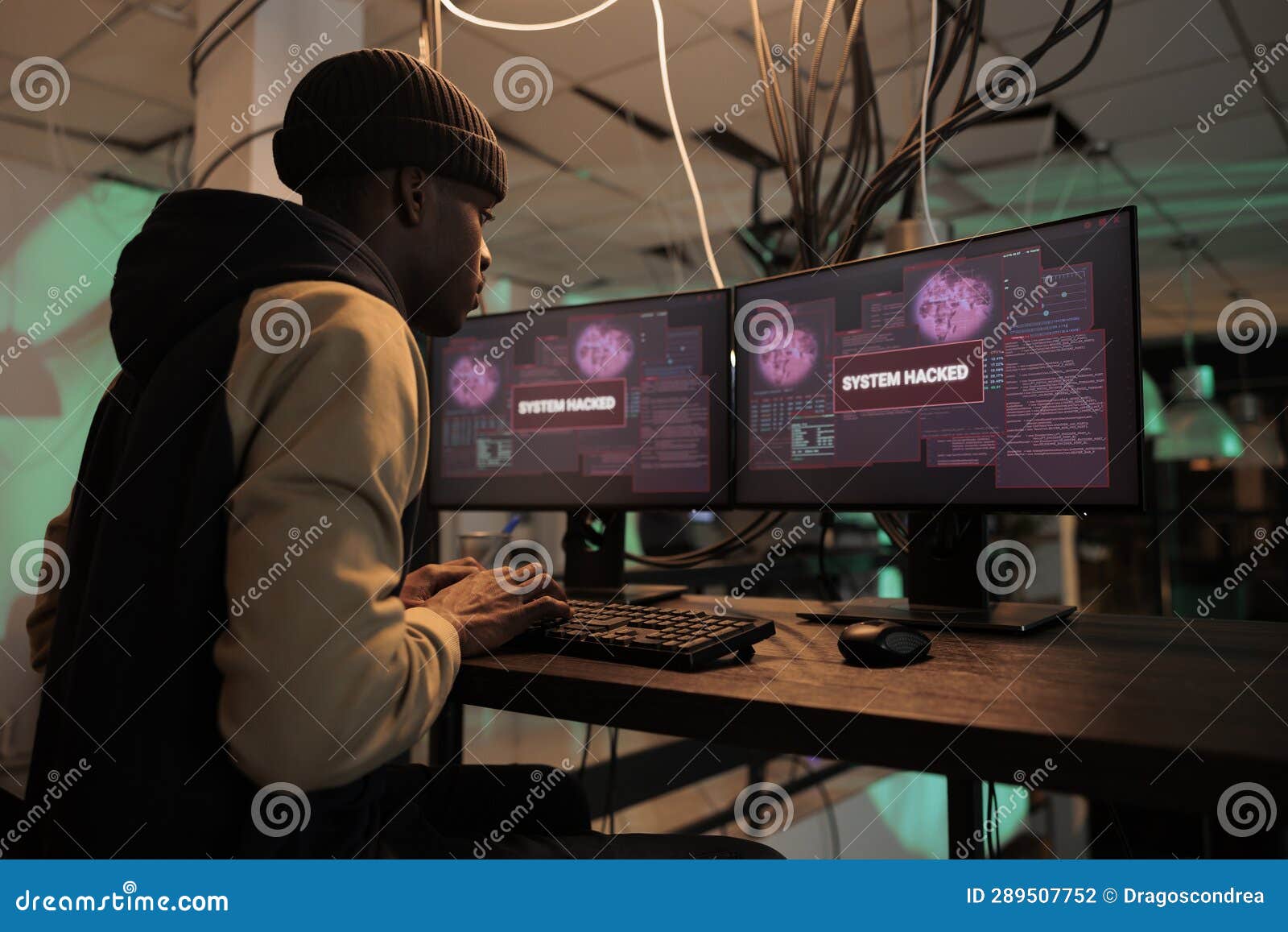 Criminal Cyberattack, Hacker Accessing Computer System, Password Cracking Software Stock Photo ...
