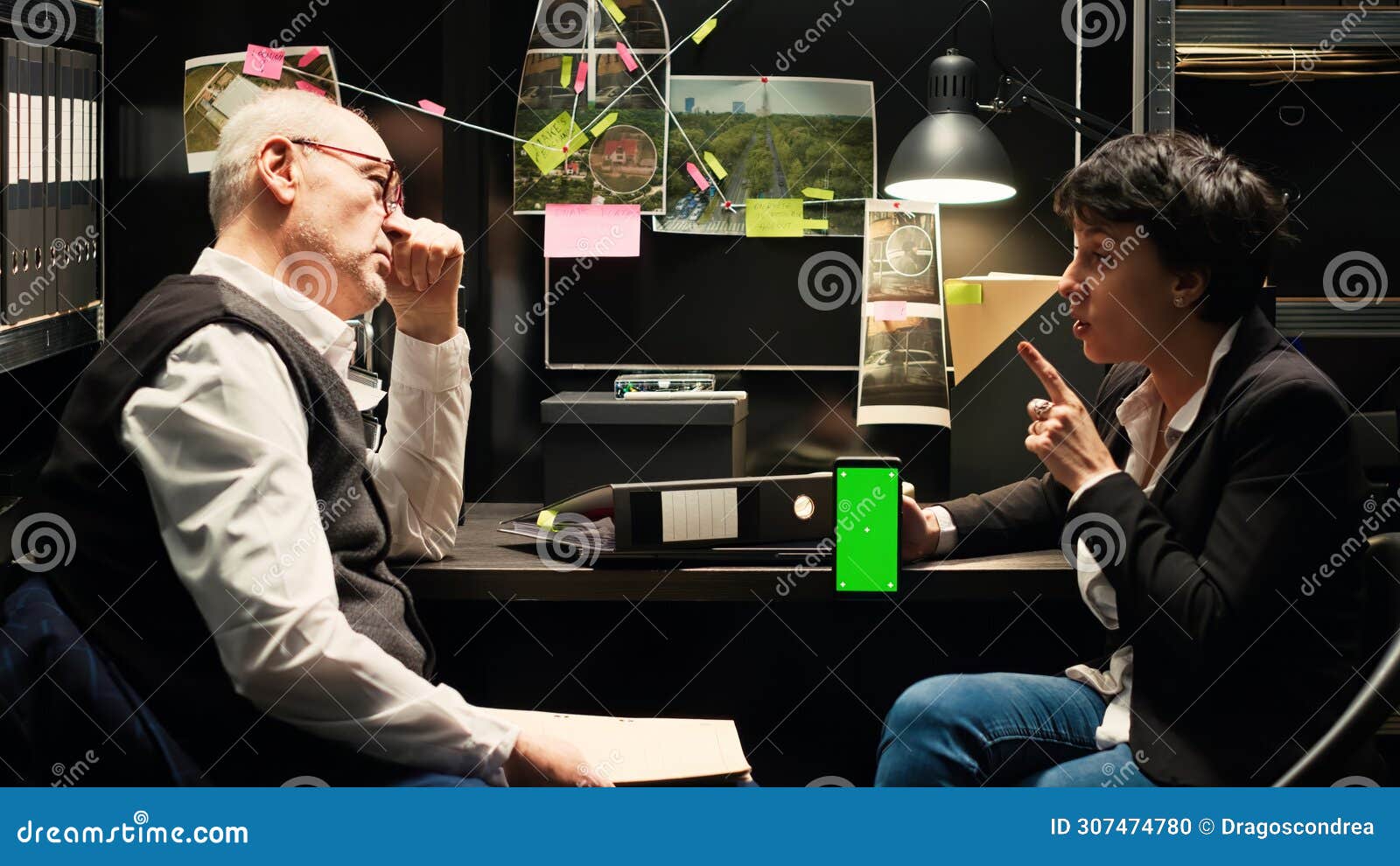 Criminal Experts Checking Greenscreen Stock Photo - Image of documents ...