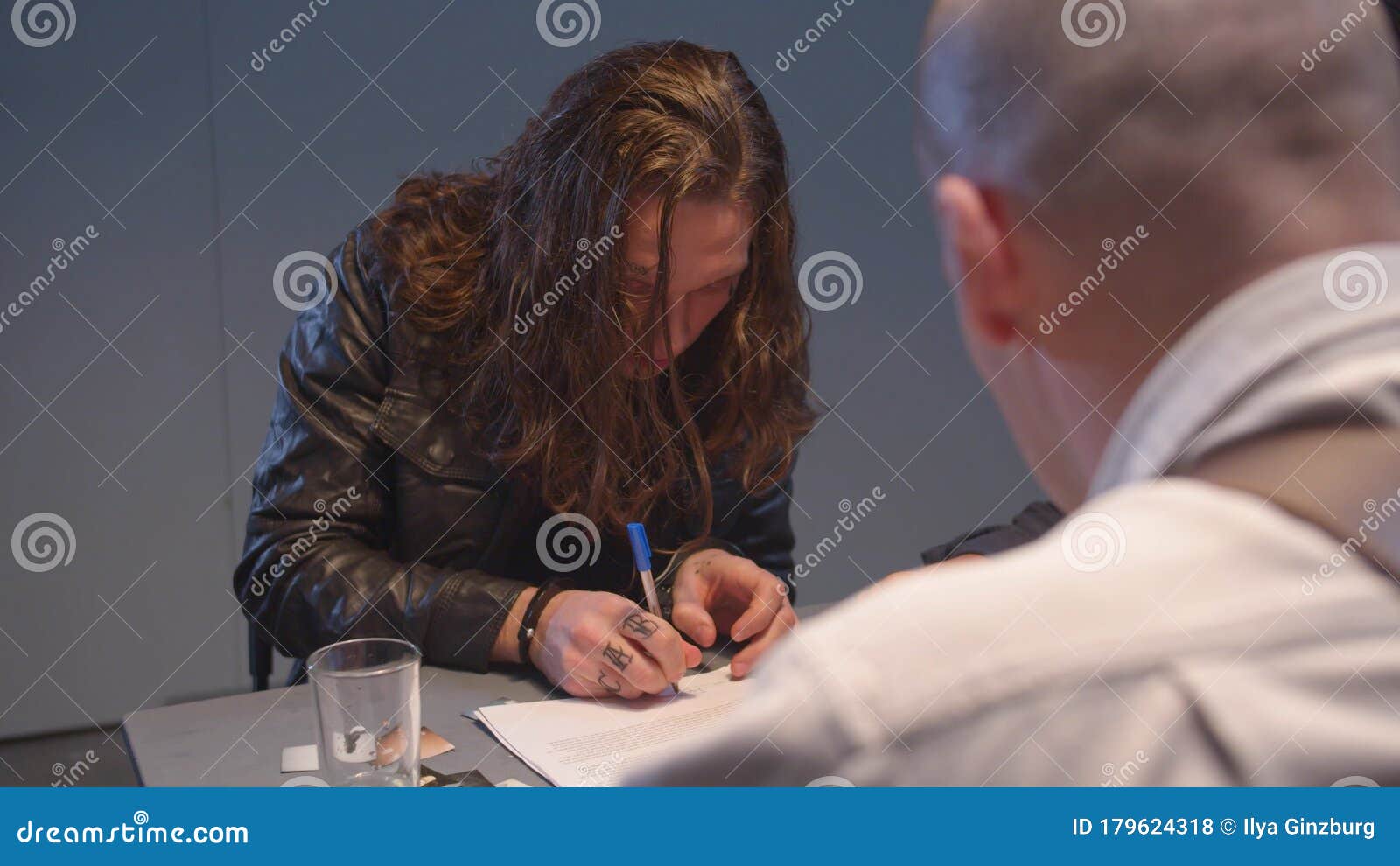 The Criminal for Fear Signs the Documents Stock Photo - Image of ...