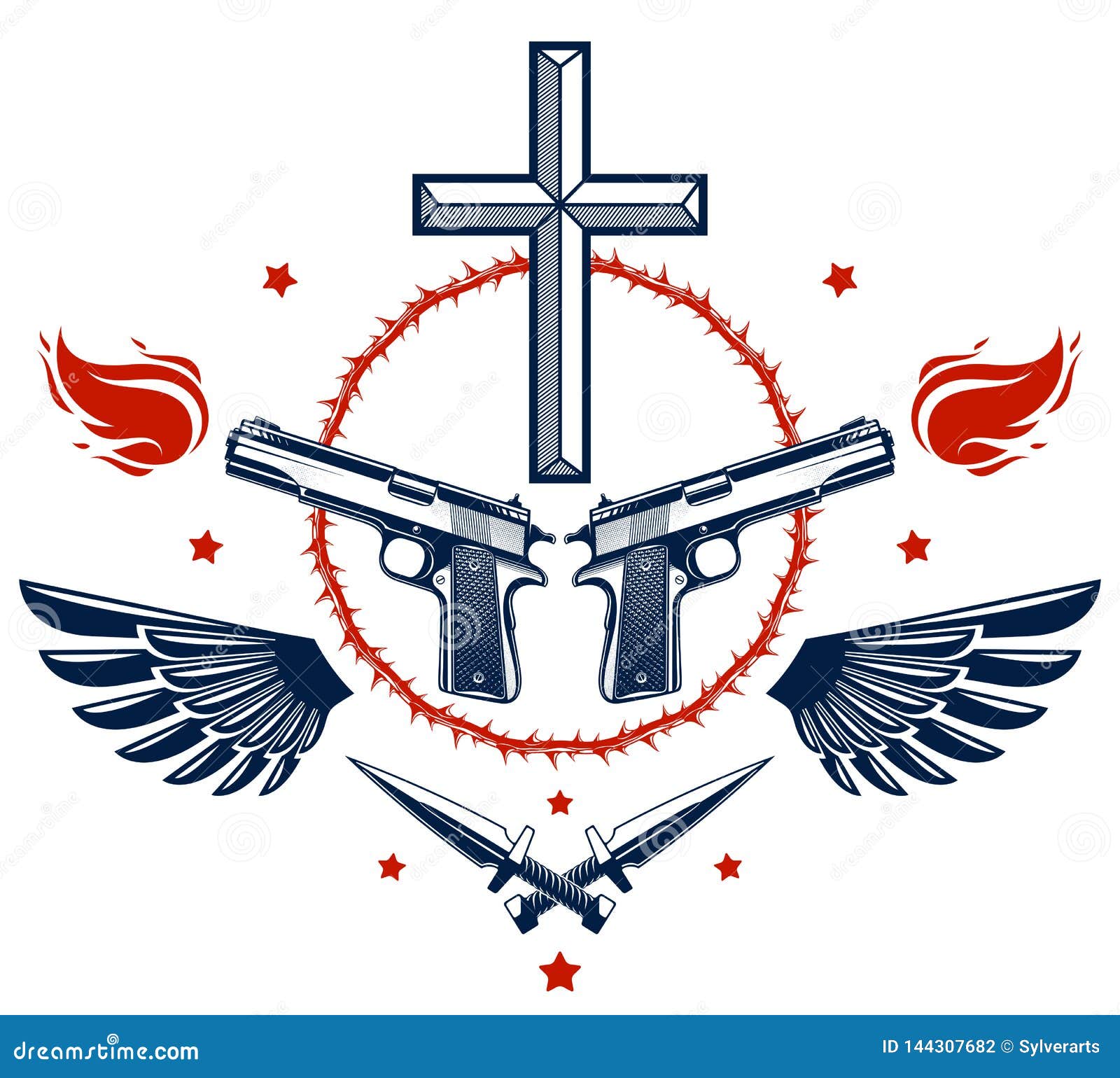 Criminal Gangster Dramatic Emblem or Logo with Christian Cross ...
